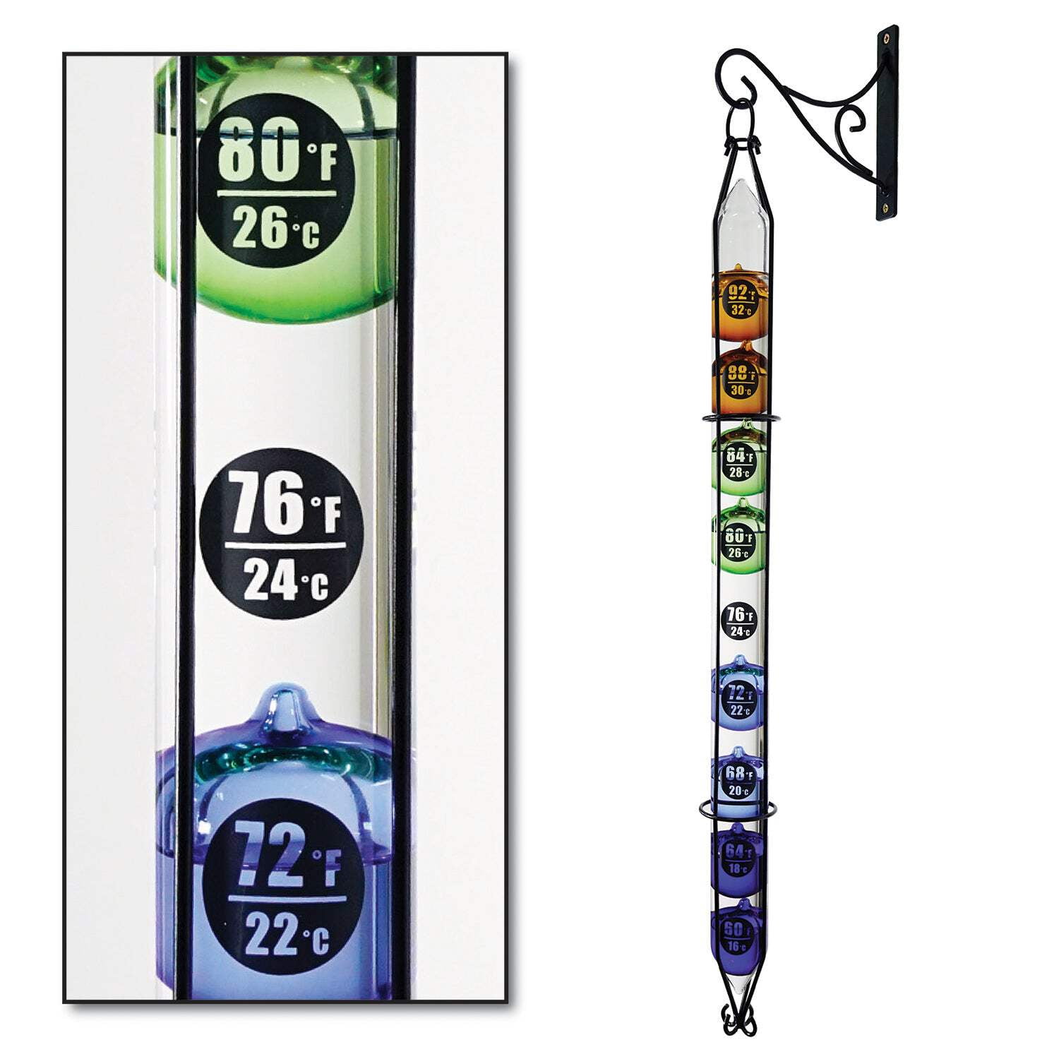 EASY READ Outdoor Hanging Galileo Thermometer (28" Total Height) W ...