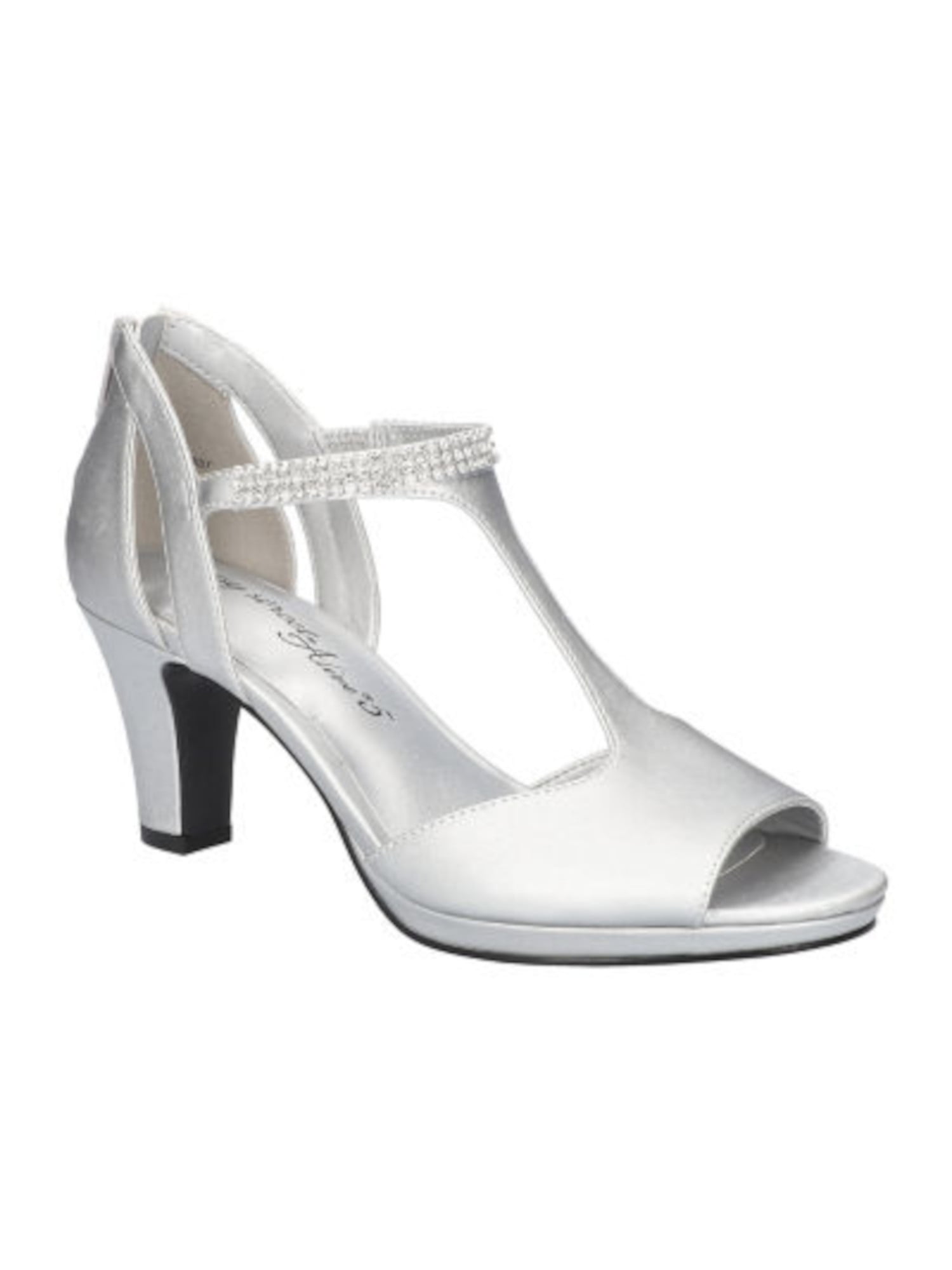 EASY STREET ALIVE AT 5 Womens Silver Rhinestone T-Strap Flash Round Toe ...