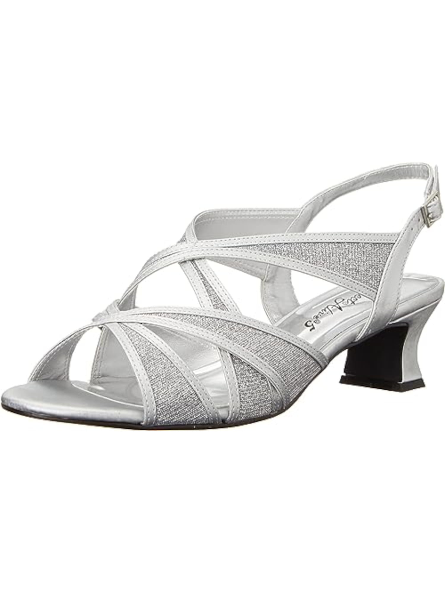 EASY STREET ALIVE AT 5 Womens Silver Strappy Padded Tristen Round Toe ...