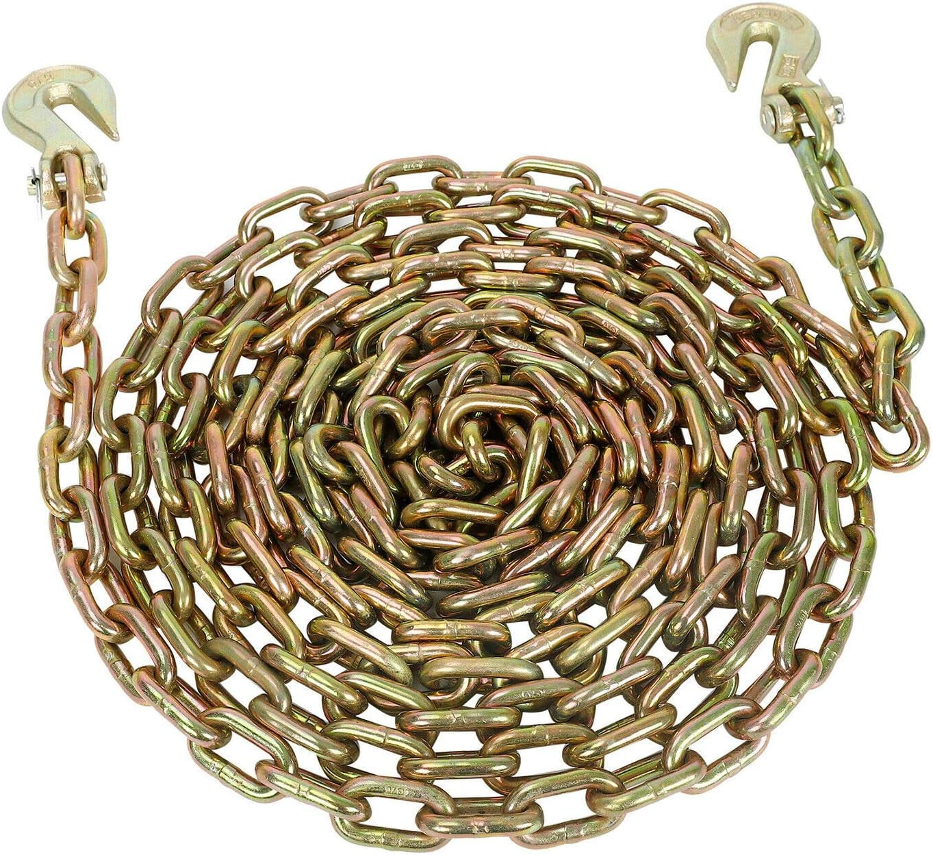 EASYBERG 5/16" x 20' G70 Transport Heavy Duty Chain with Clevis Grab Hook Tie Down Binder Log ...