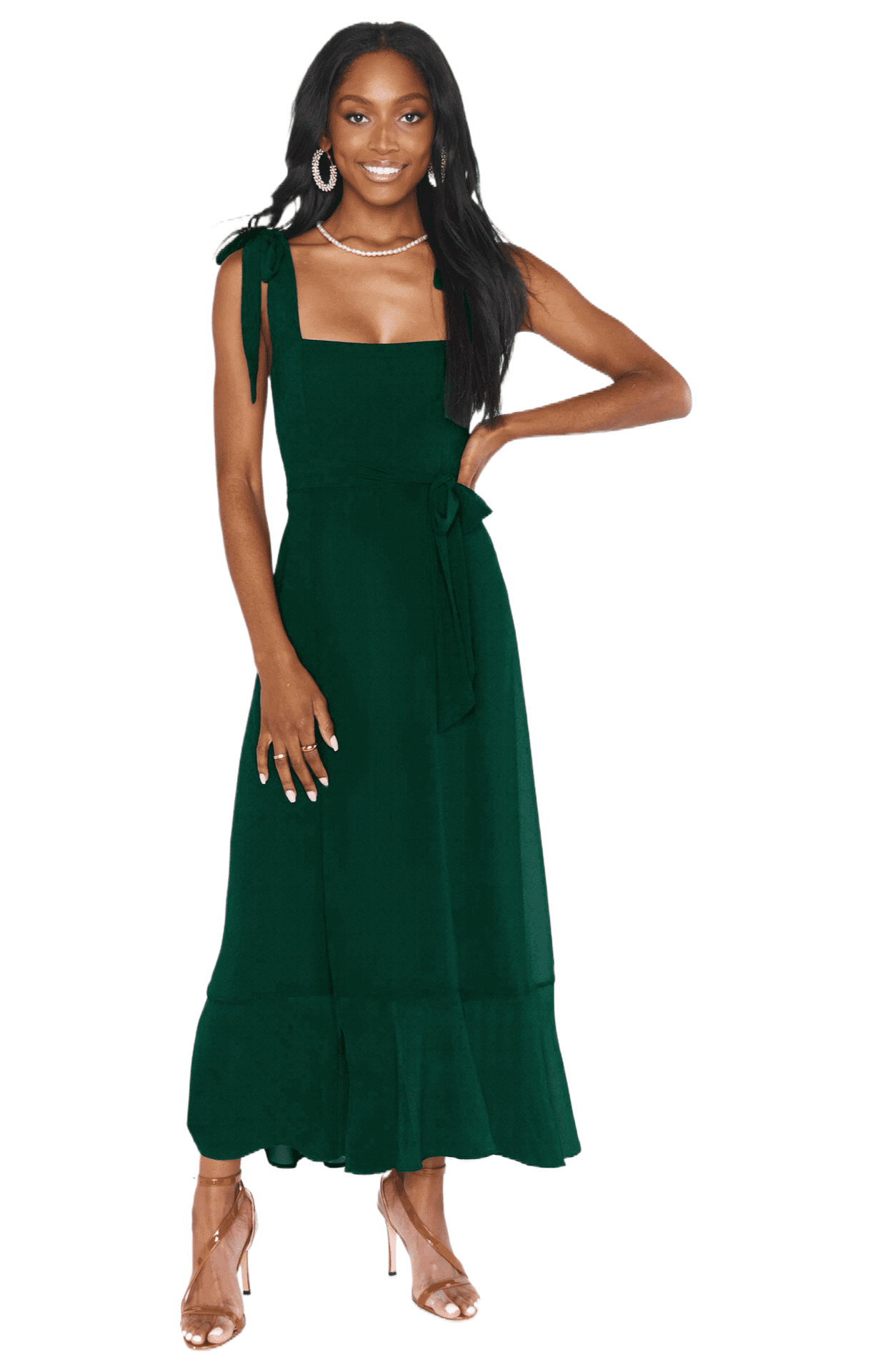 EASYBRAUS Women Summer Elegant French Style Slit Midi Dress High Waist ...