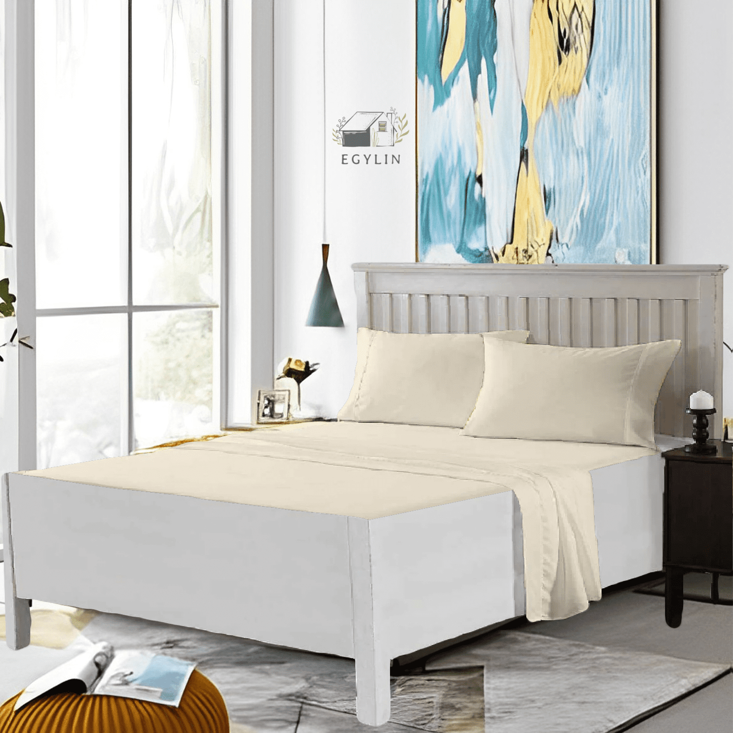 EASYCOT 800 Thread Count 100% Egyptian Cotton Waterbed Sheets Set 4Pc ...