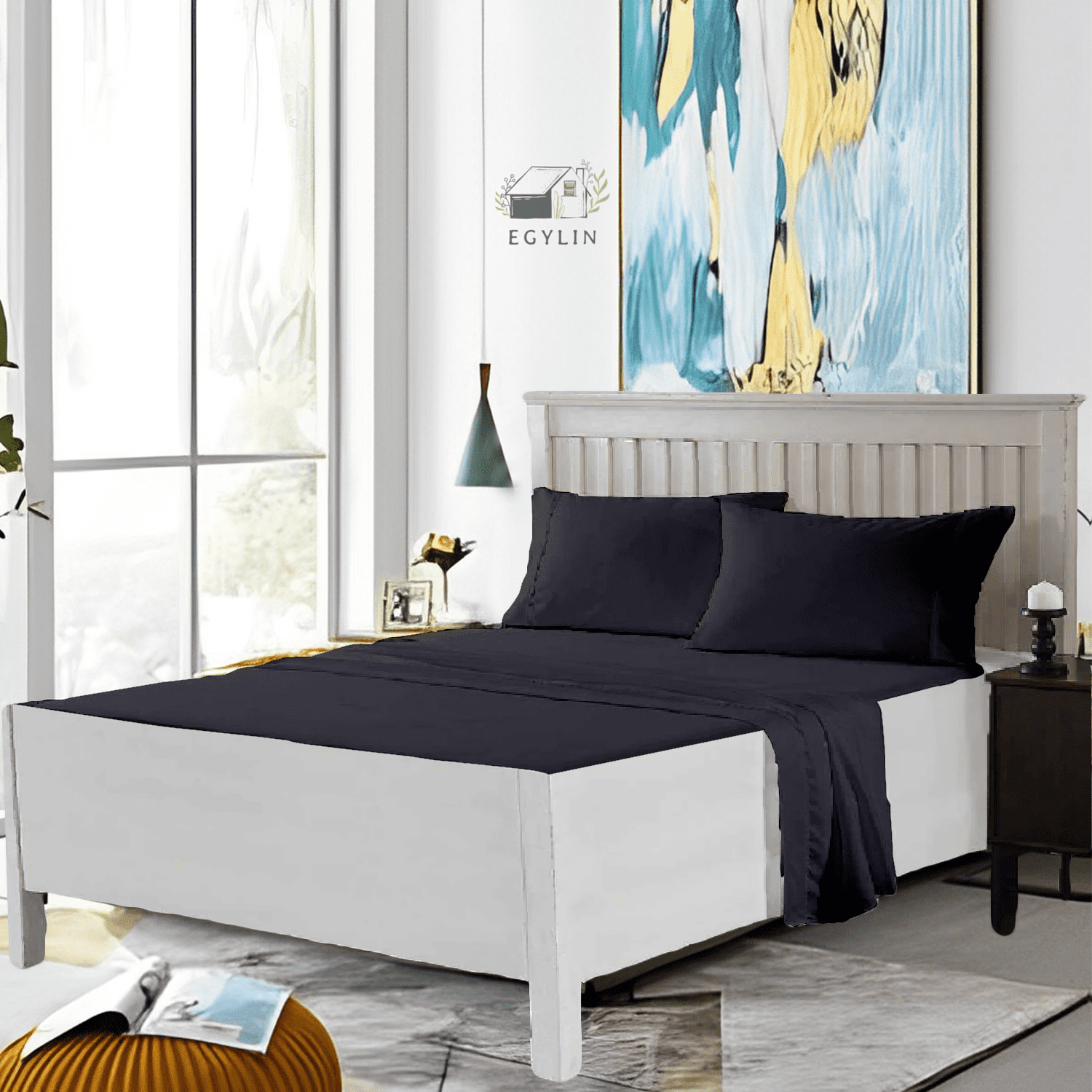 EASYCOT 800 Thread Count 100% Egyptian Cotton Waterbed Sheets Set 4Pc ...