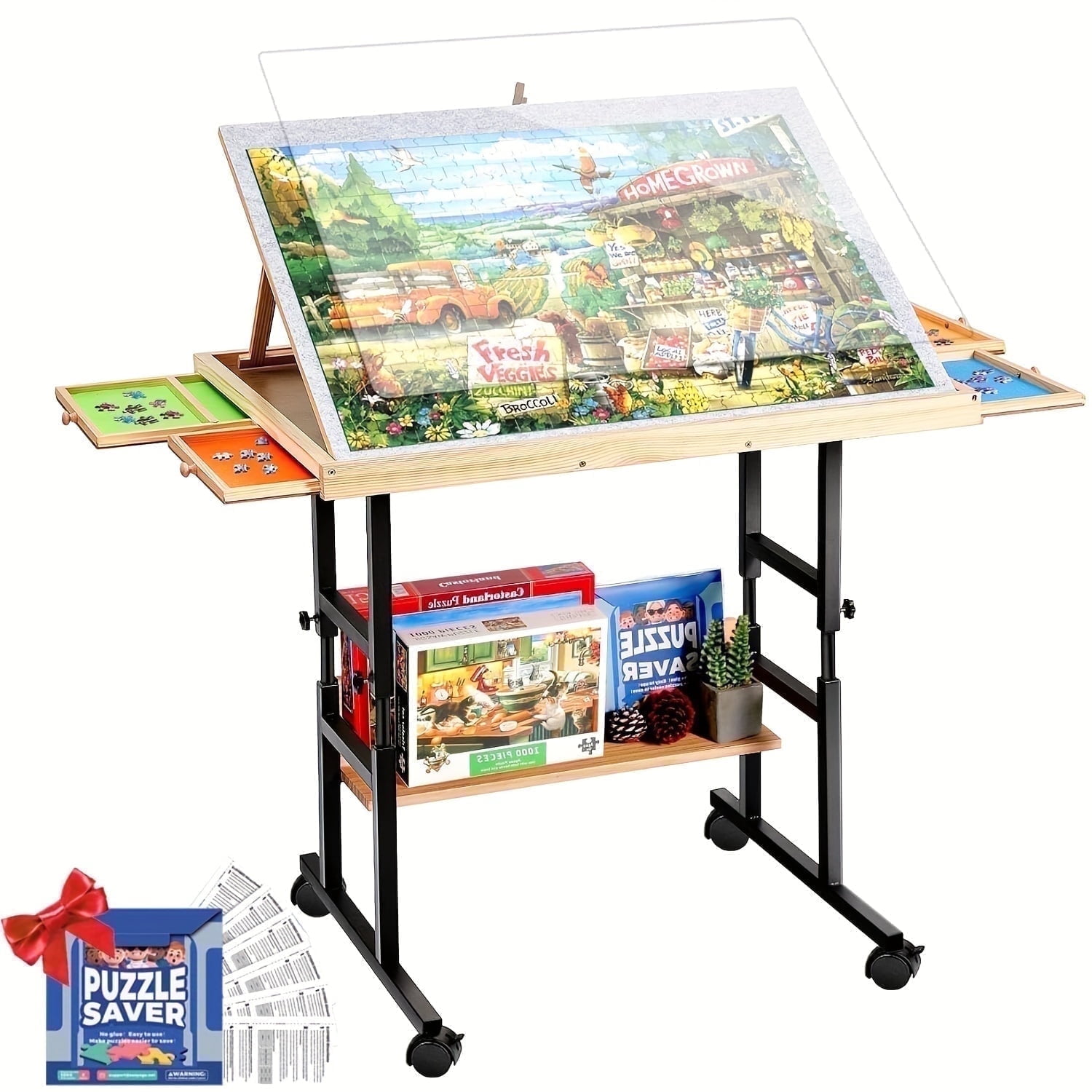 EASYEGO 1500 Piece Adjustable Jigsaw Puzzle Table for Adults, Wood ...
