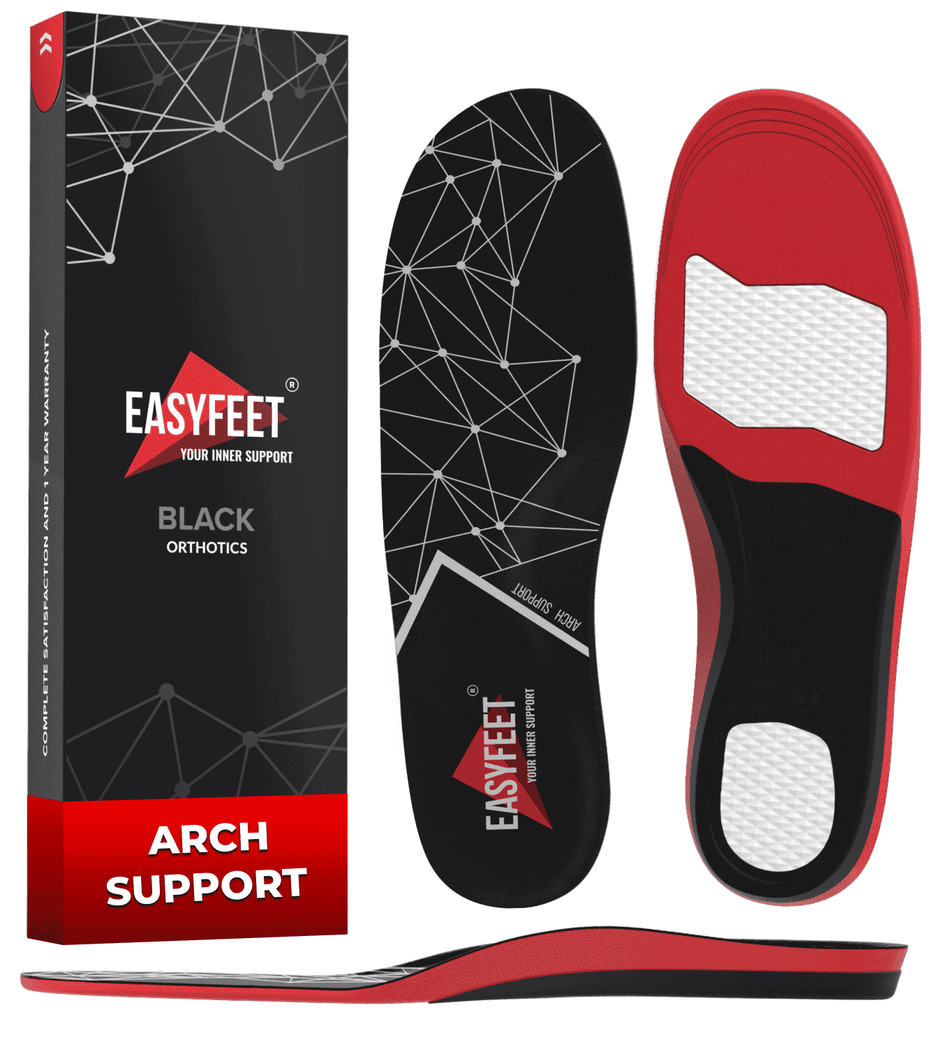 EASYFEET Plantar Fasciitis Insoles, High Arch Support, Size L - Walmart.com