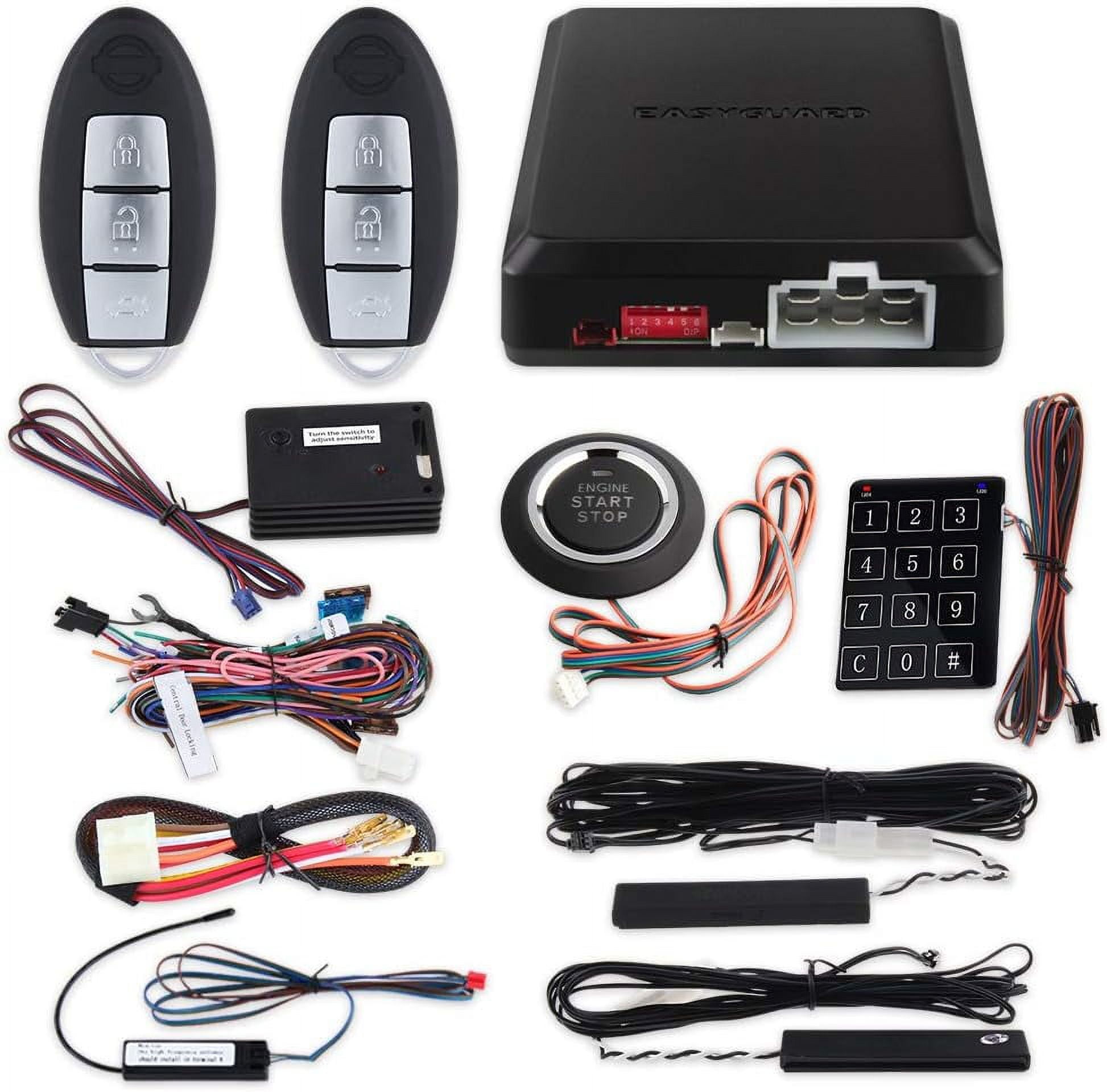 EASYGUARD EC002-NI-NS FSK Technology Rolling Smart Key pke car Security Alarm System with ...
