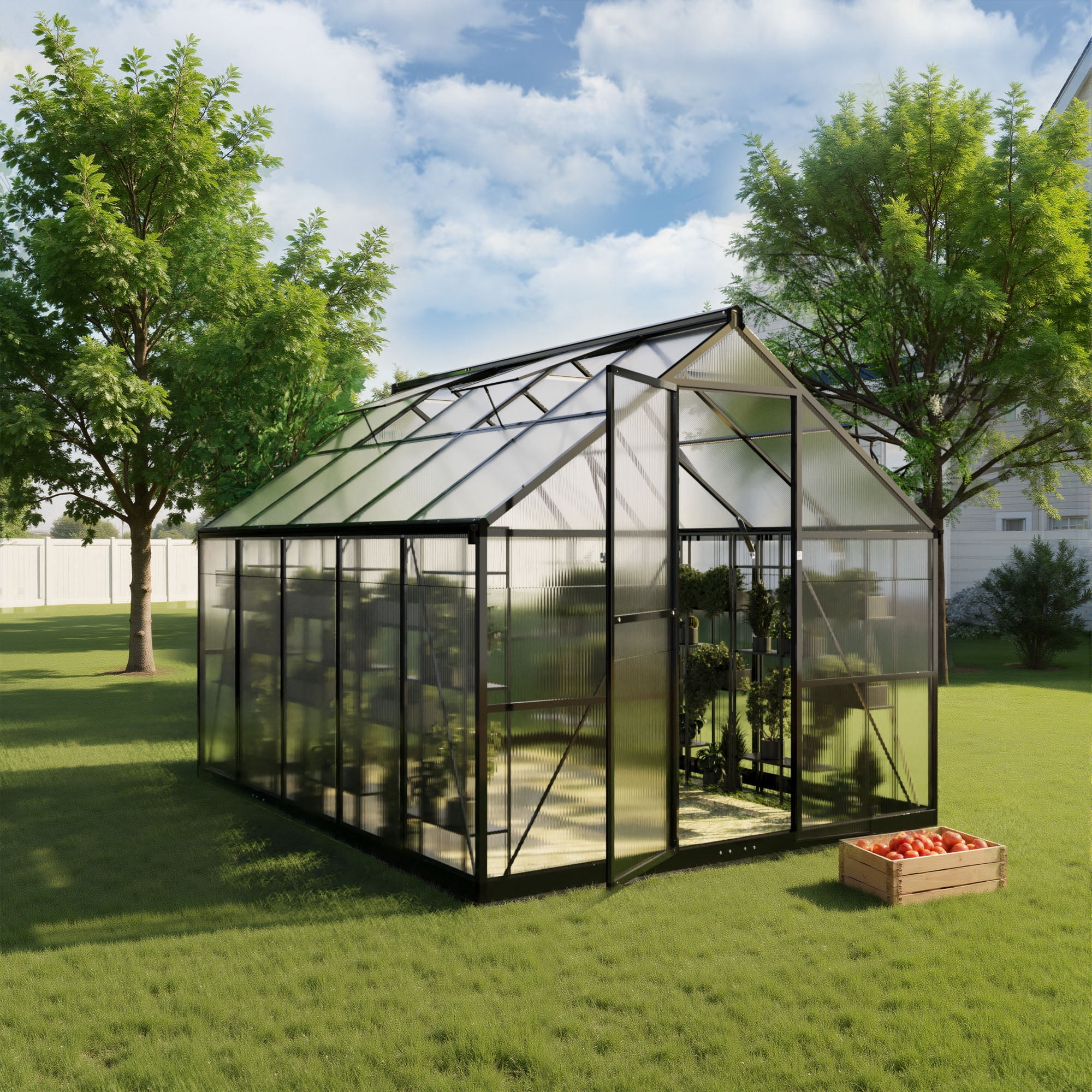 EASYHAWK 8x10 FT Greenhouse for Outdoors, Polycarbonate Green House ...