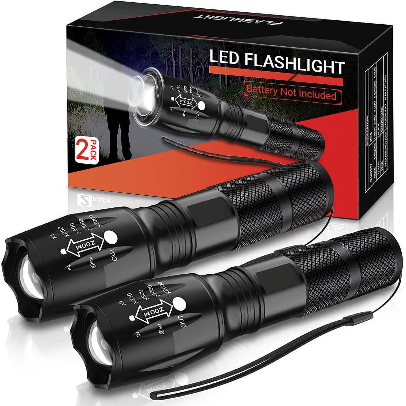 EASYMAXX 2Pack LED Flashlight, Zoomable, Tactical, Handheld, Waterproof ...