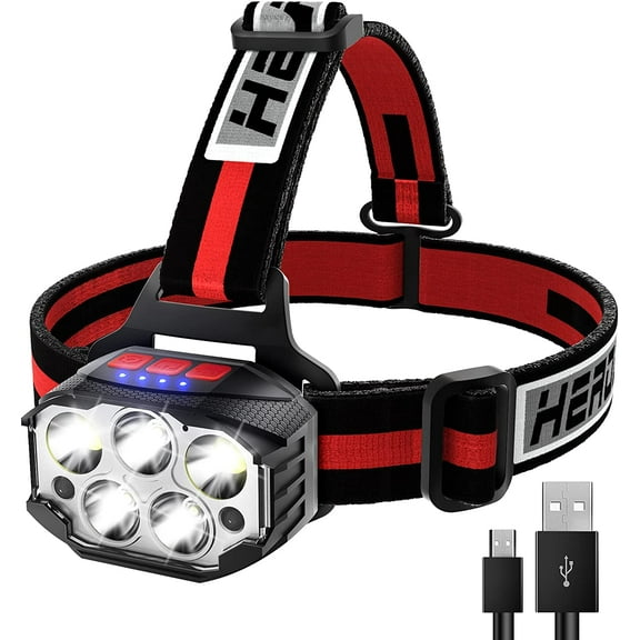 Rechargeable Headlamp 2Pcs- 230° Wide Beam Led Head Lamp with White Red ...