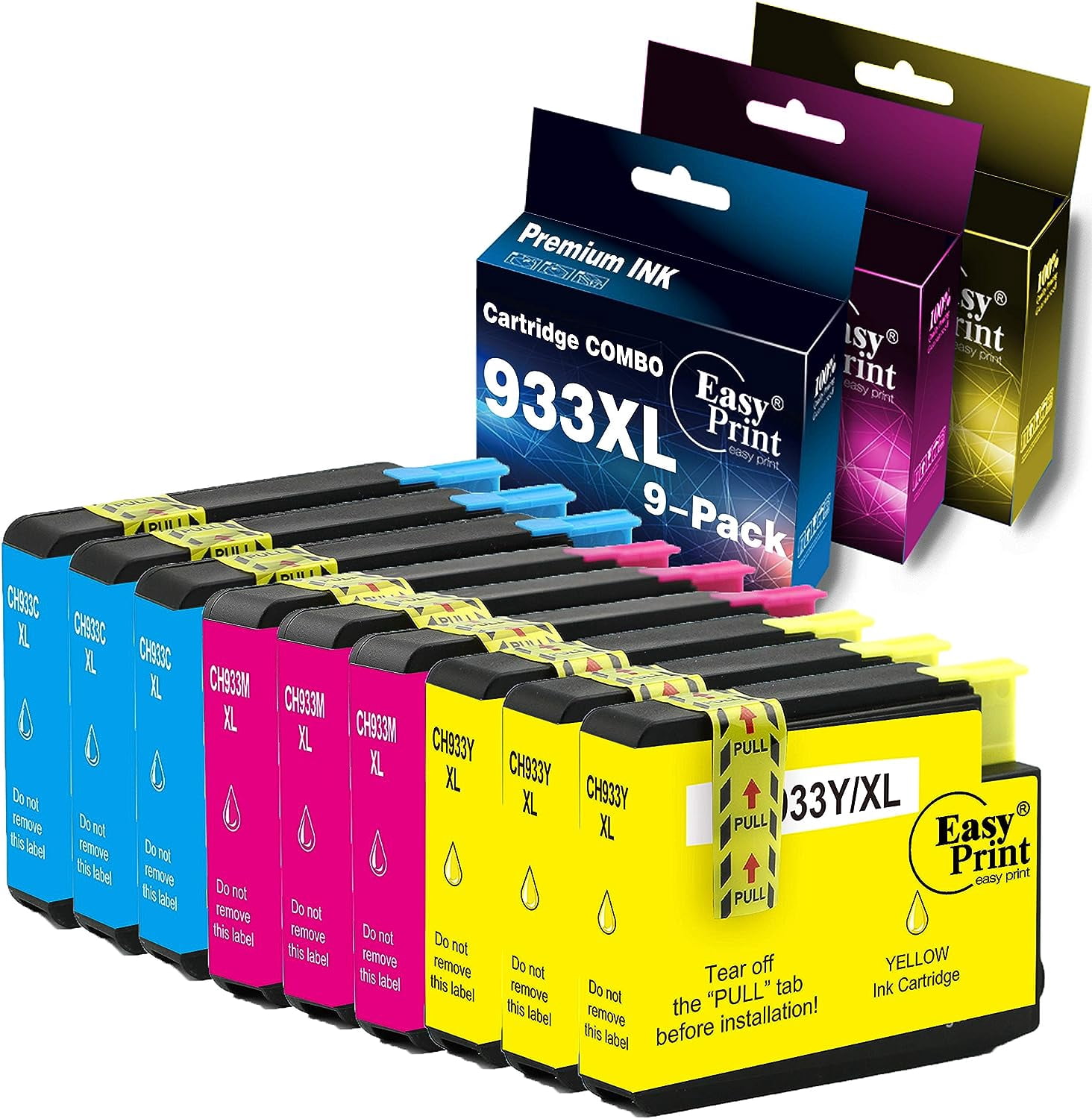 EASYPRINT Compatible (9-Pack, 3X Cyan, 3X Magenta, 3X Yellow) 932XL ...