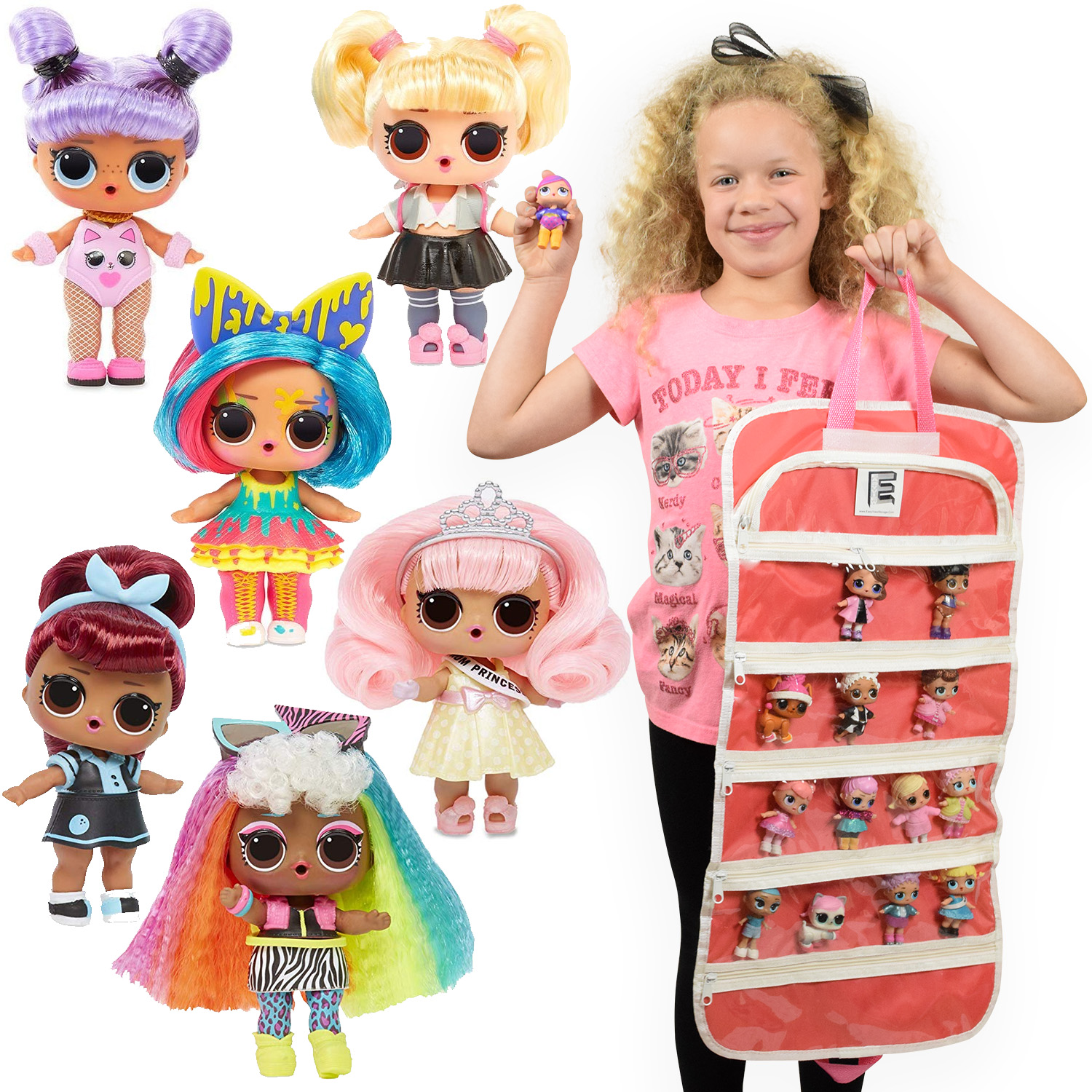 EASYVIEW Toy Storage Organizer Case Compatible LOL Doll Bundle (2-items ...