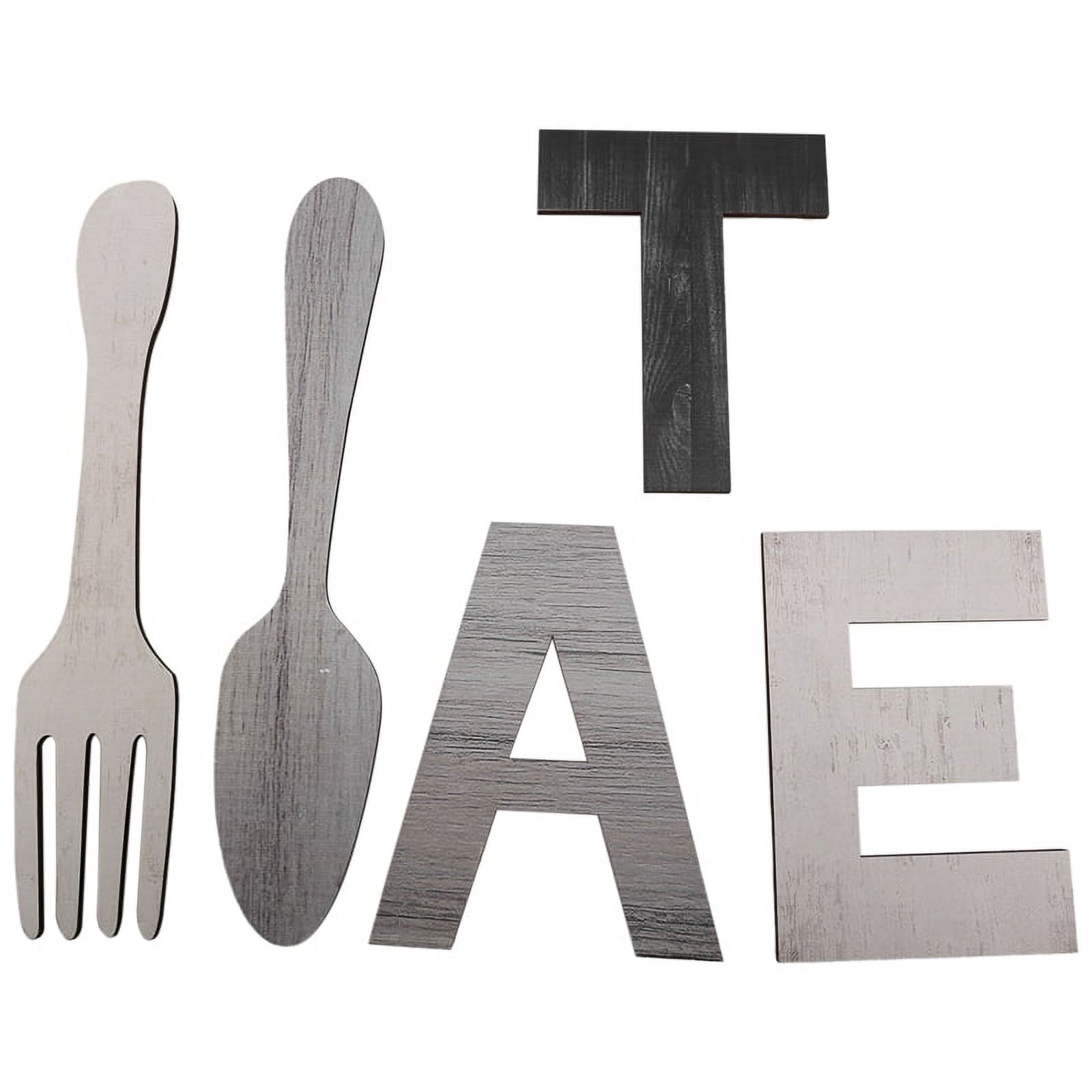 EAT Sign, Fork and Spoon Wall Decor, Rustic Wood Eat Decoration ...