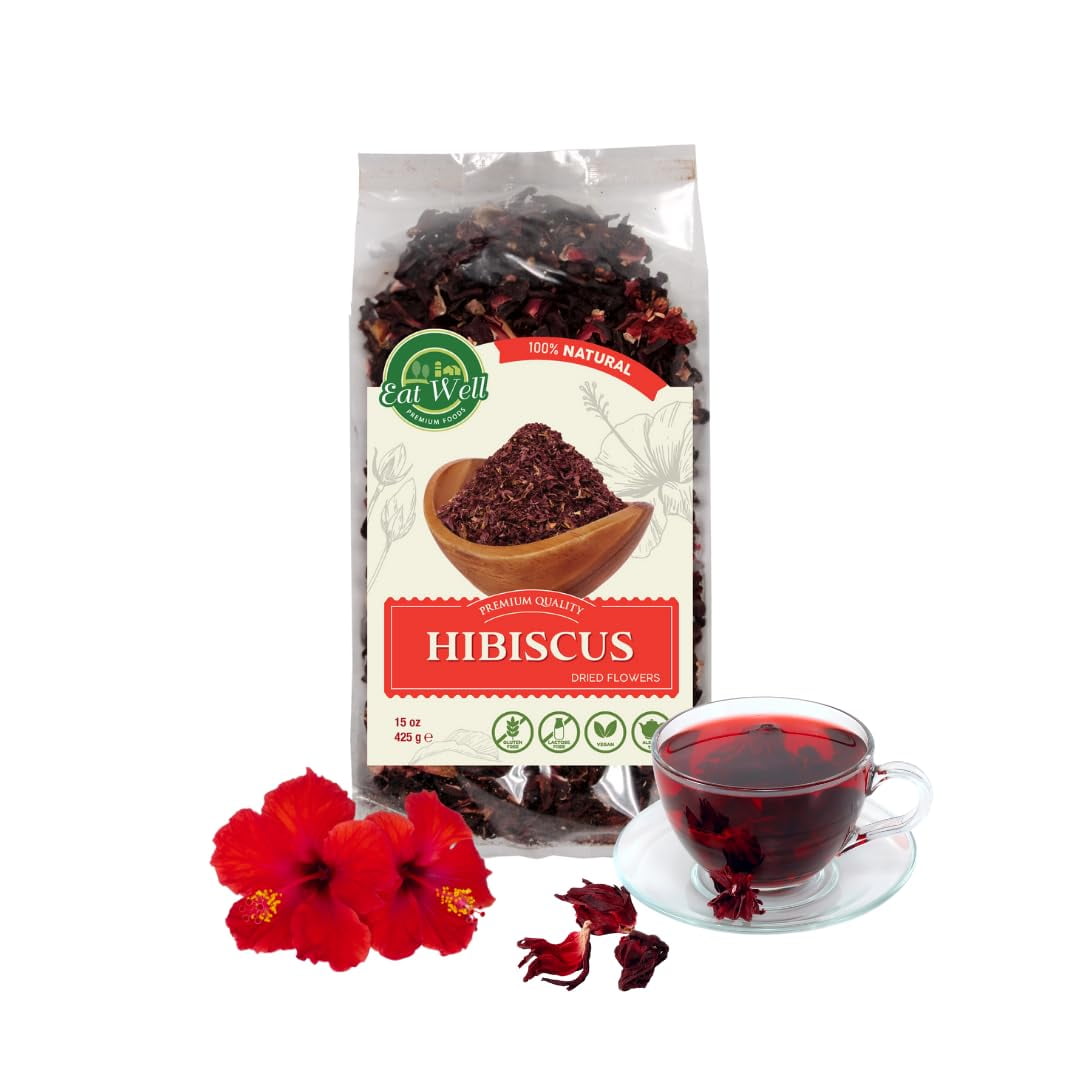 EAT WELL PREMIUM FOODS Hibiscus Flowers Tea | 16 oz - 453 g, Bulk | 100 ...