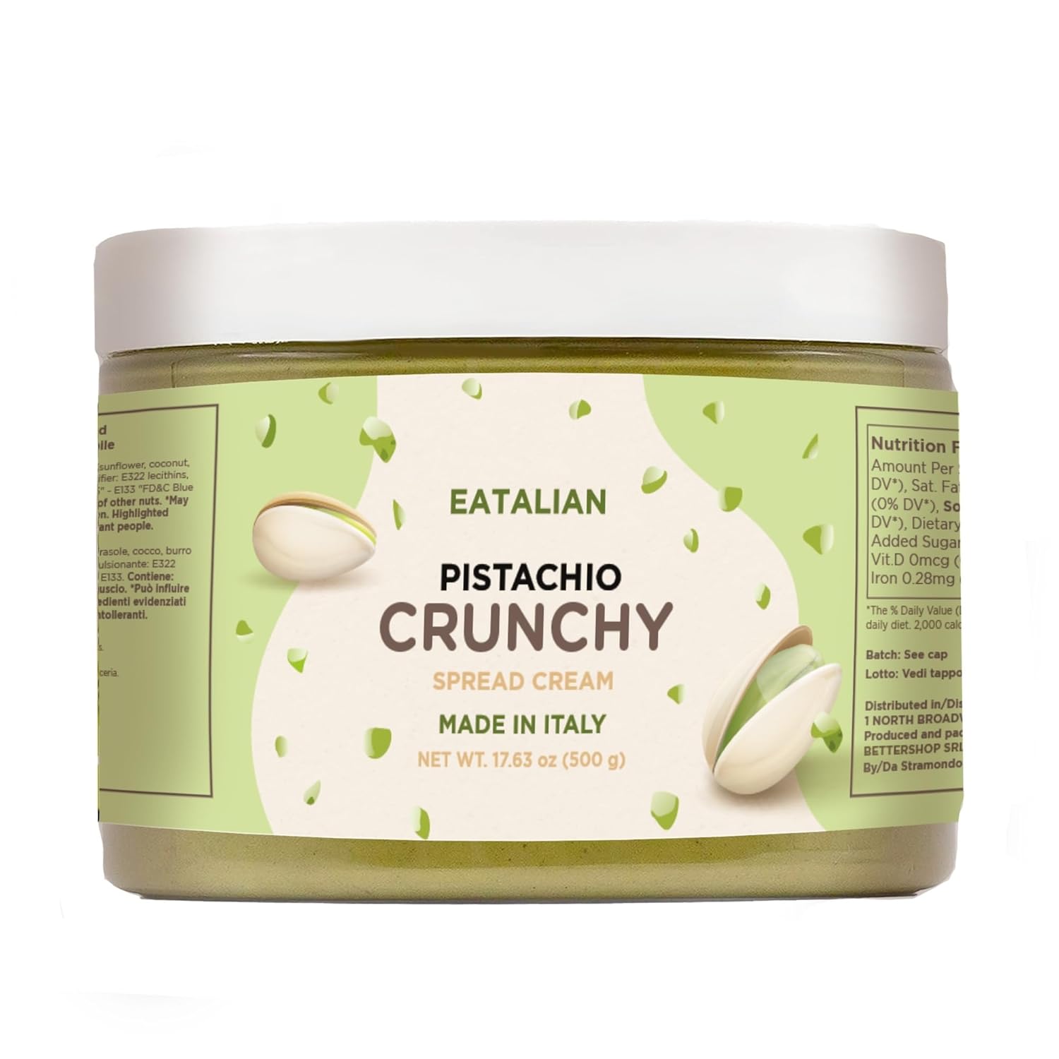 EATALIAN by AMZ BETTER Spreadable Crunchy Pistachio Cream 17.63 oz/500 ...