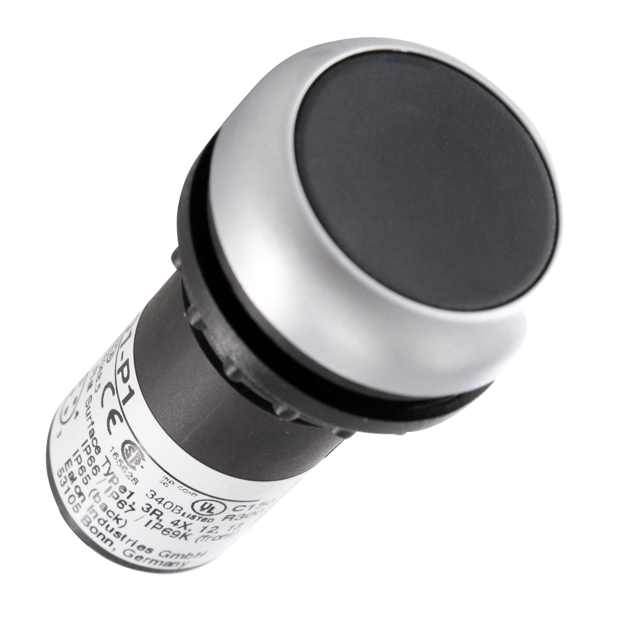 EATON C22-D-S-K01-P1 Flush Push-Button, 1NC, M12A Cable, Black, 110V ...