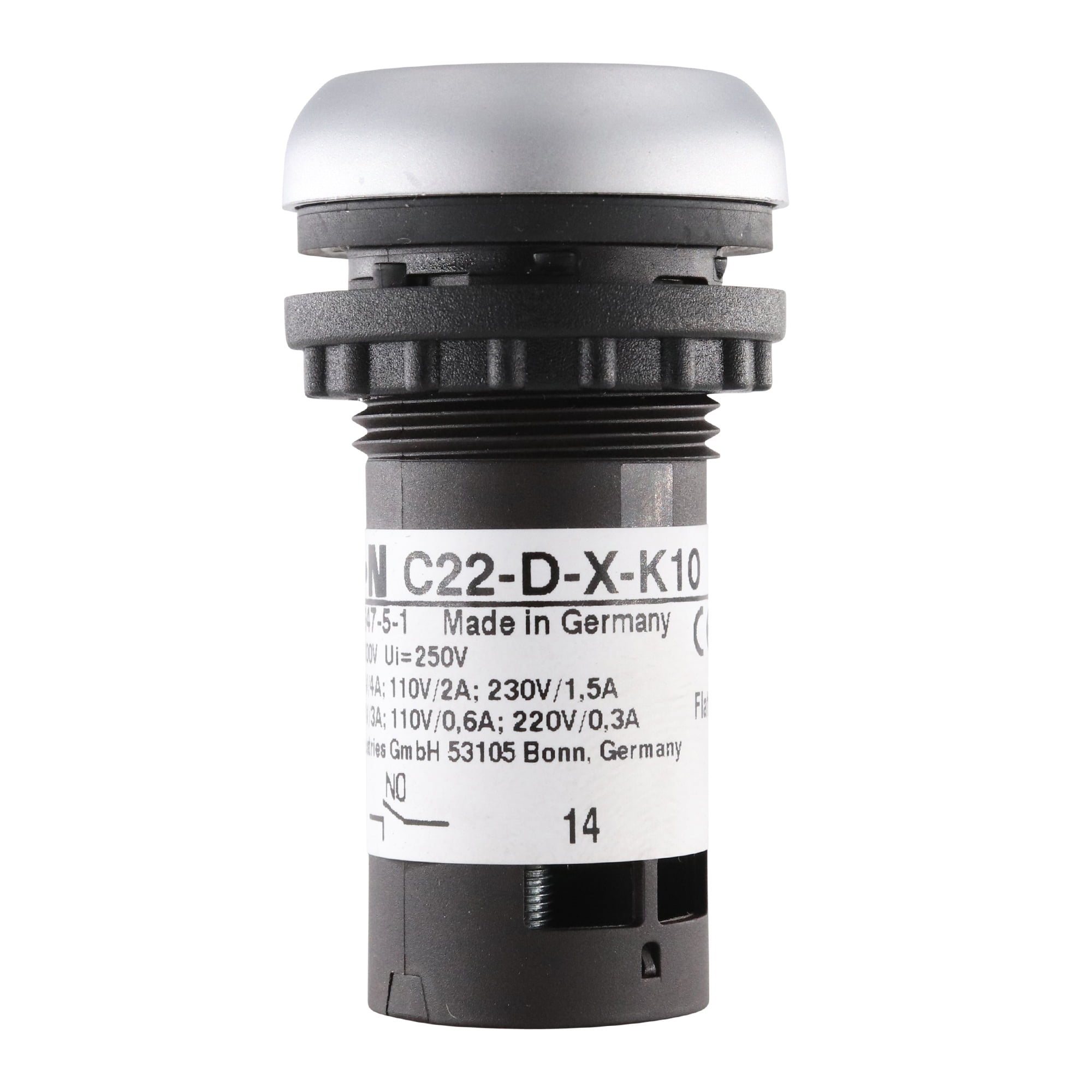 EATON C22-D-X-K10 Push-Button Actuator, 1NO, 110V, 3R, 4X, Black ...