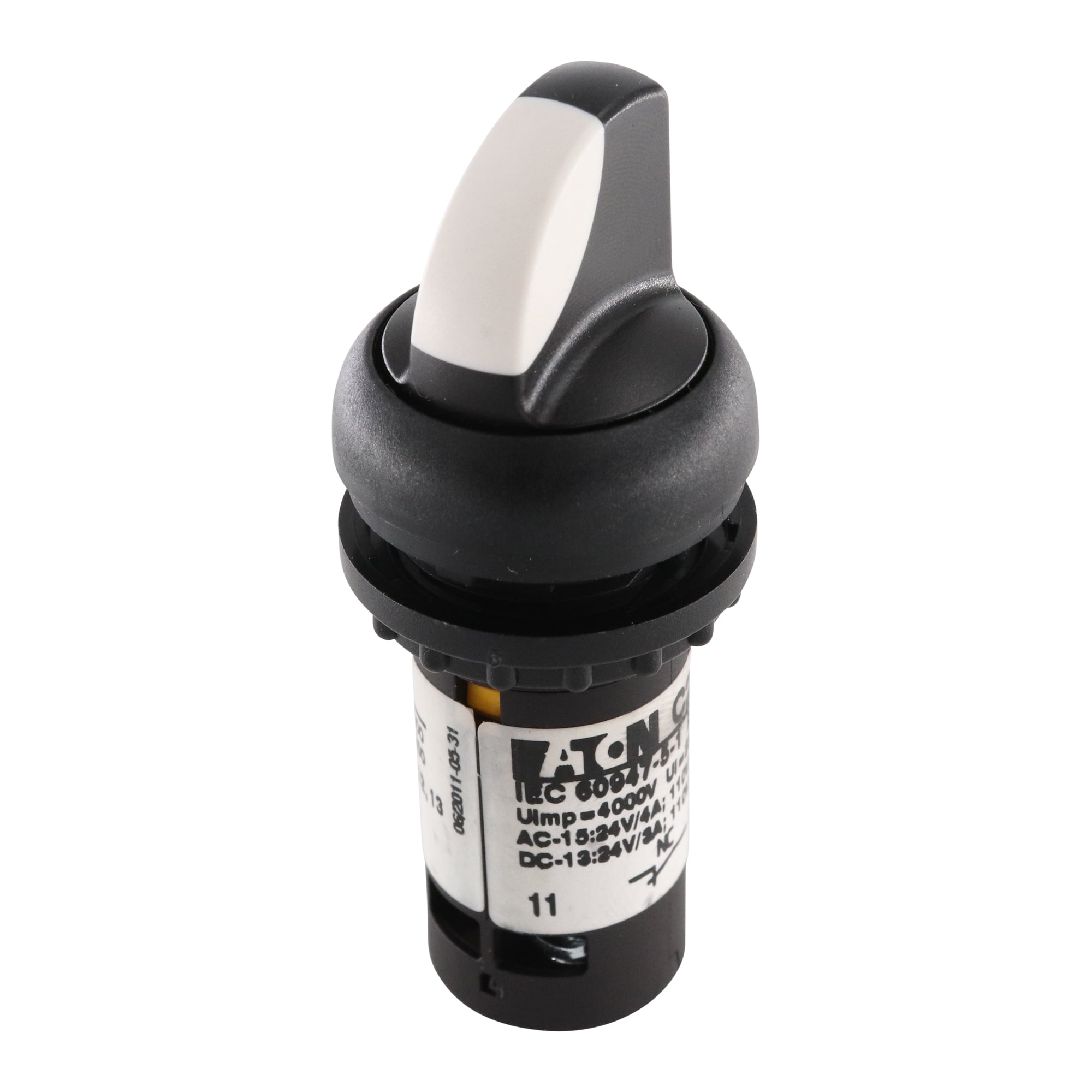 EATON C22S-WK-K01 Knob Type Selector Switch, 2 Positions, Momentary Operation, Black Bezel, SPST ...