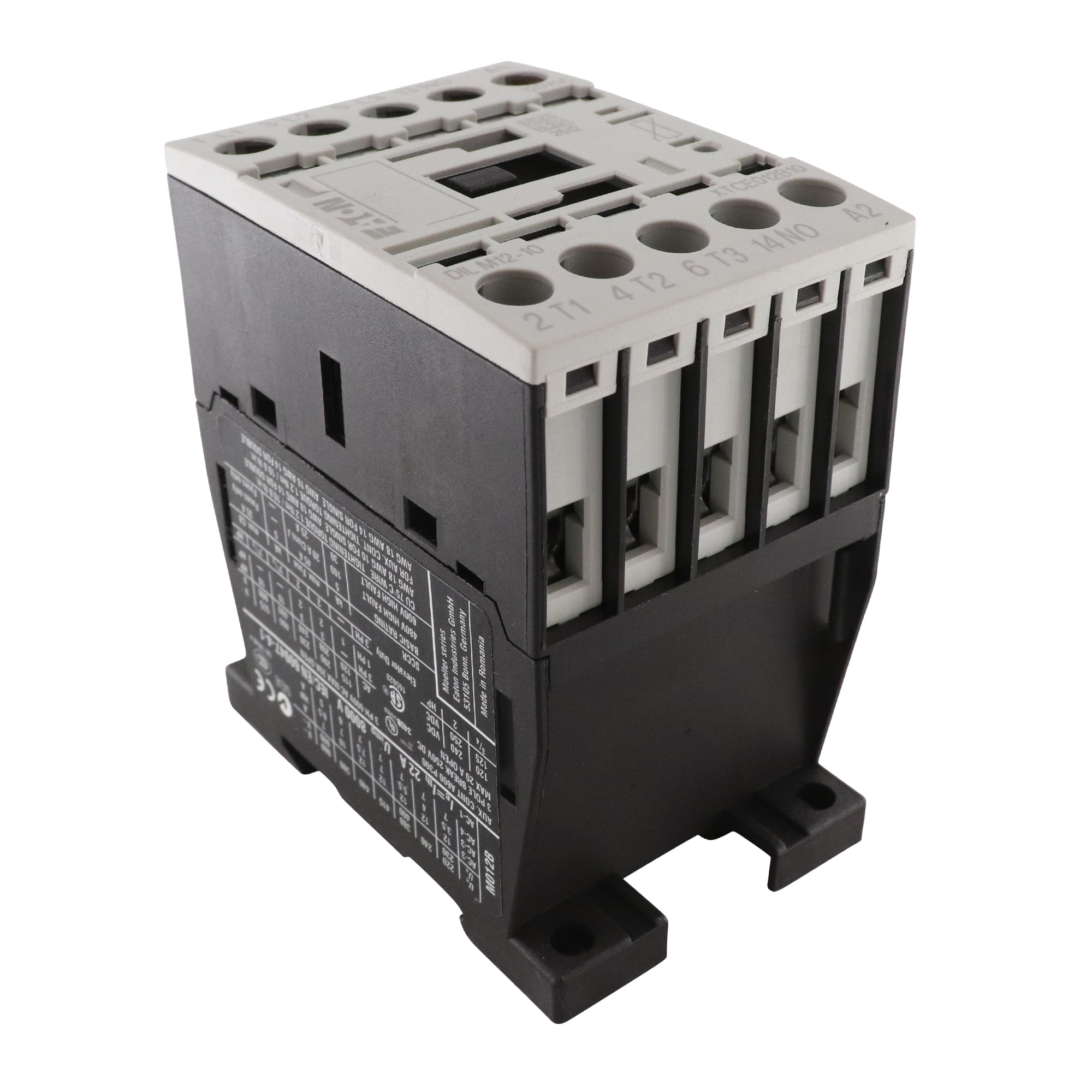 EATON XTCE012B10AD DILM12-10 Din-Mount Contactor, 5.5kW, 120Vdc, 3-Pole ...