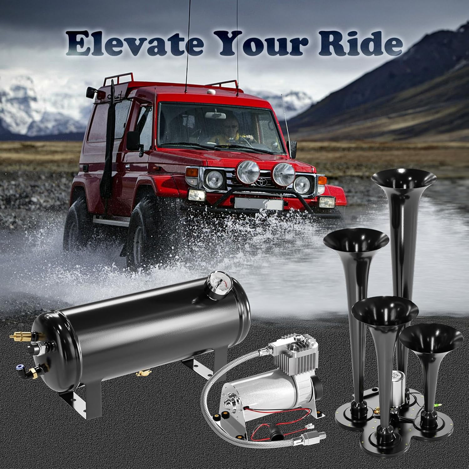 EAYSG 150DB Train Air Horn Kit,4 Horn Kits for 150 PSI 12V Air ...