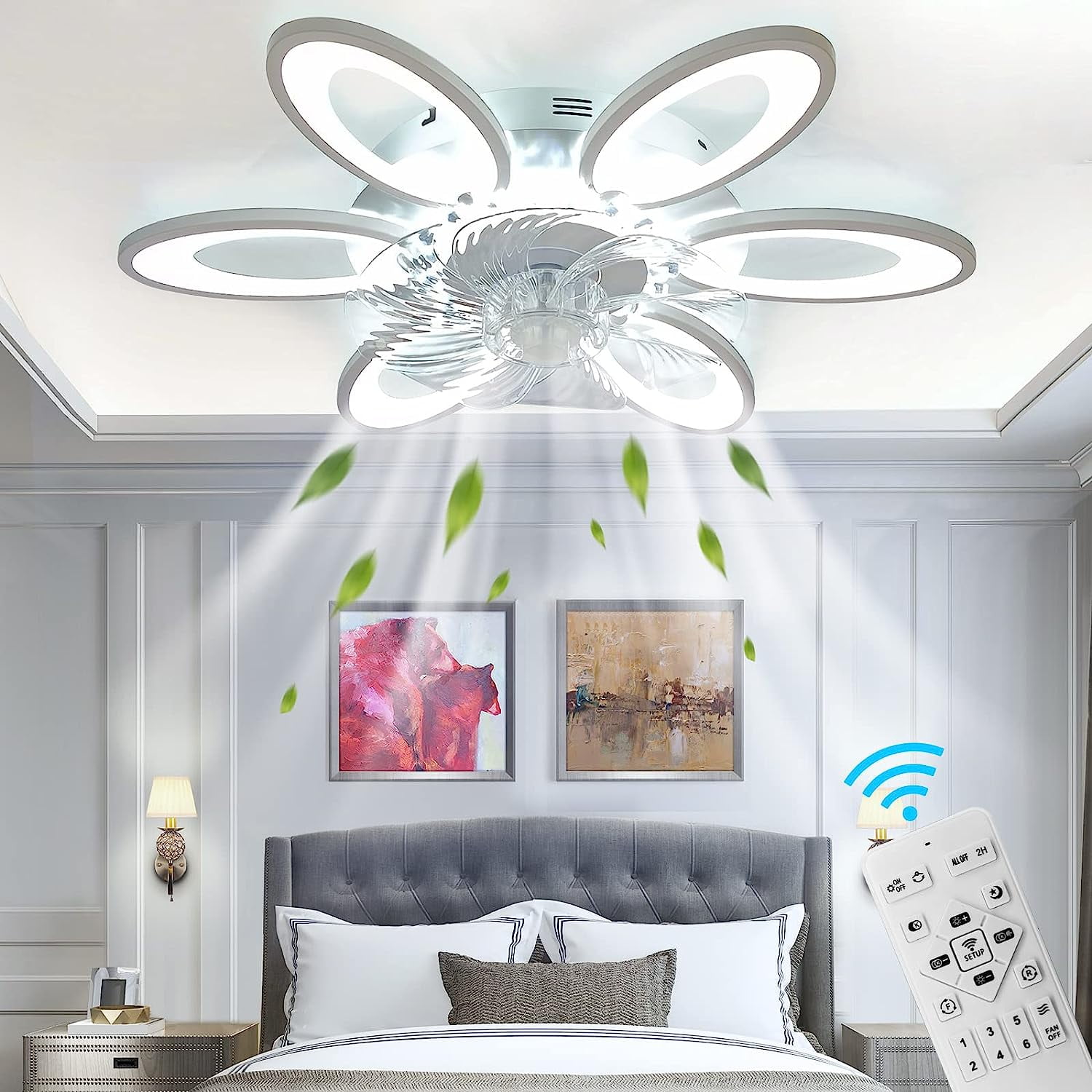 EAYSG 24.5 inch Ceiling Fans with Lights Flush Mount Ceiling Fan ...