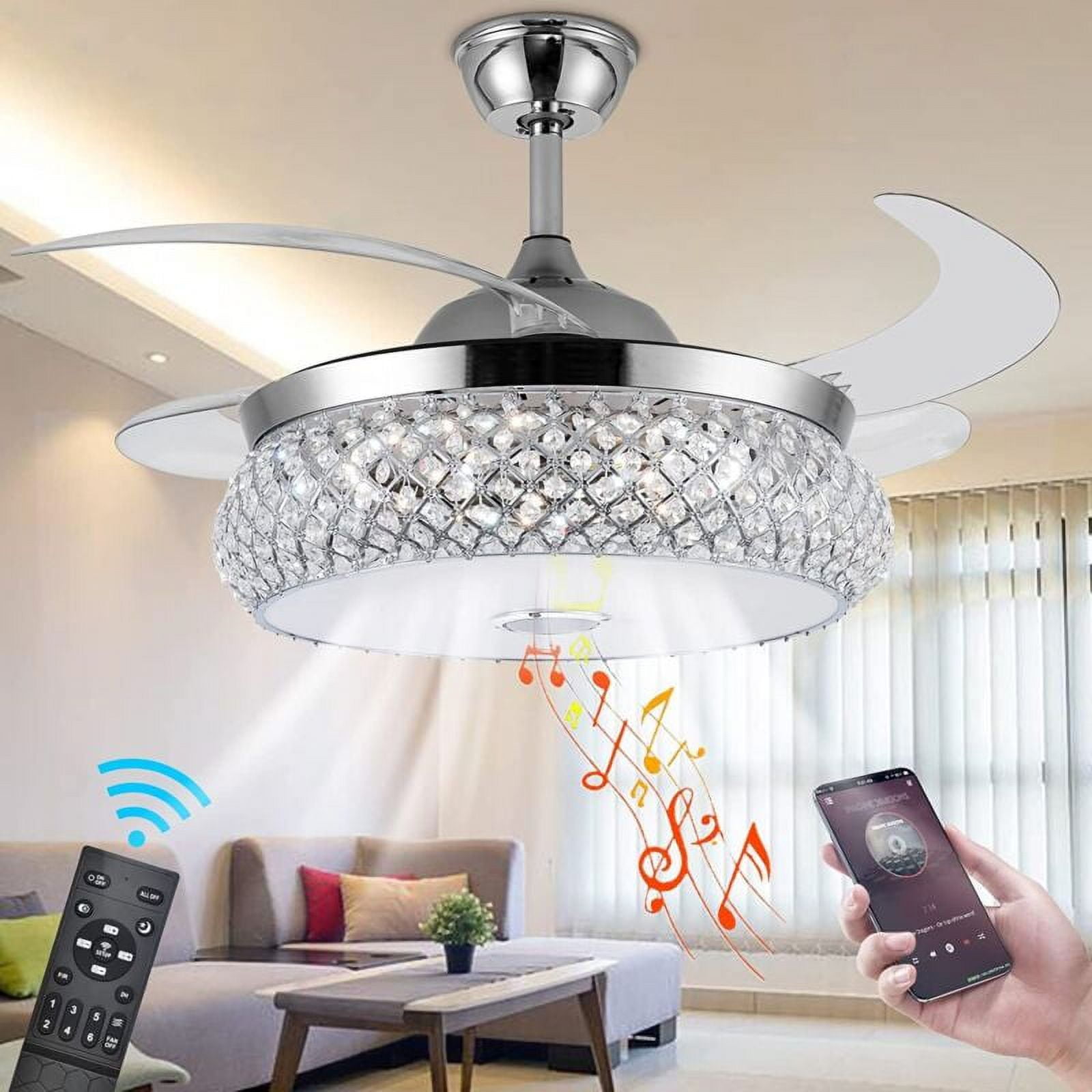 "EAYSG 42"" Ceiling Fan with Light, Remote, 4 Blades, 3 Color ...