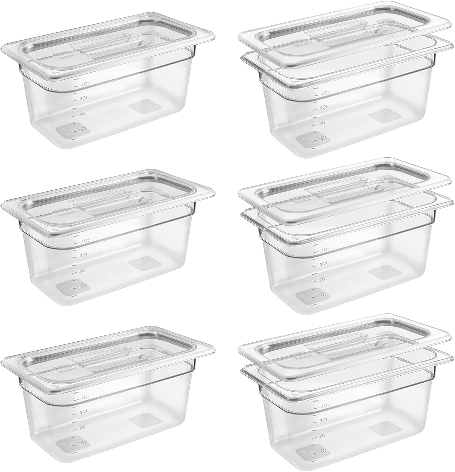 EAYSG 6 Pack 1/3 Size 6'' Deep Clear Food Pans with Lids, Commercial ...