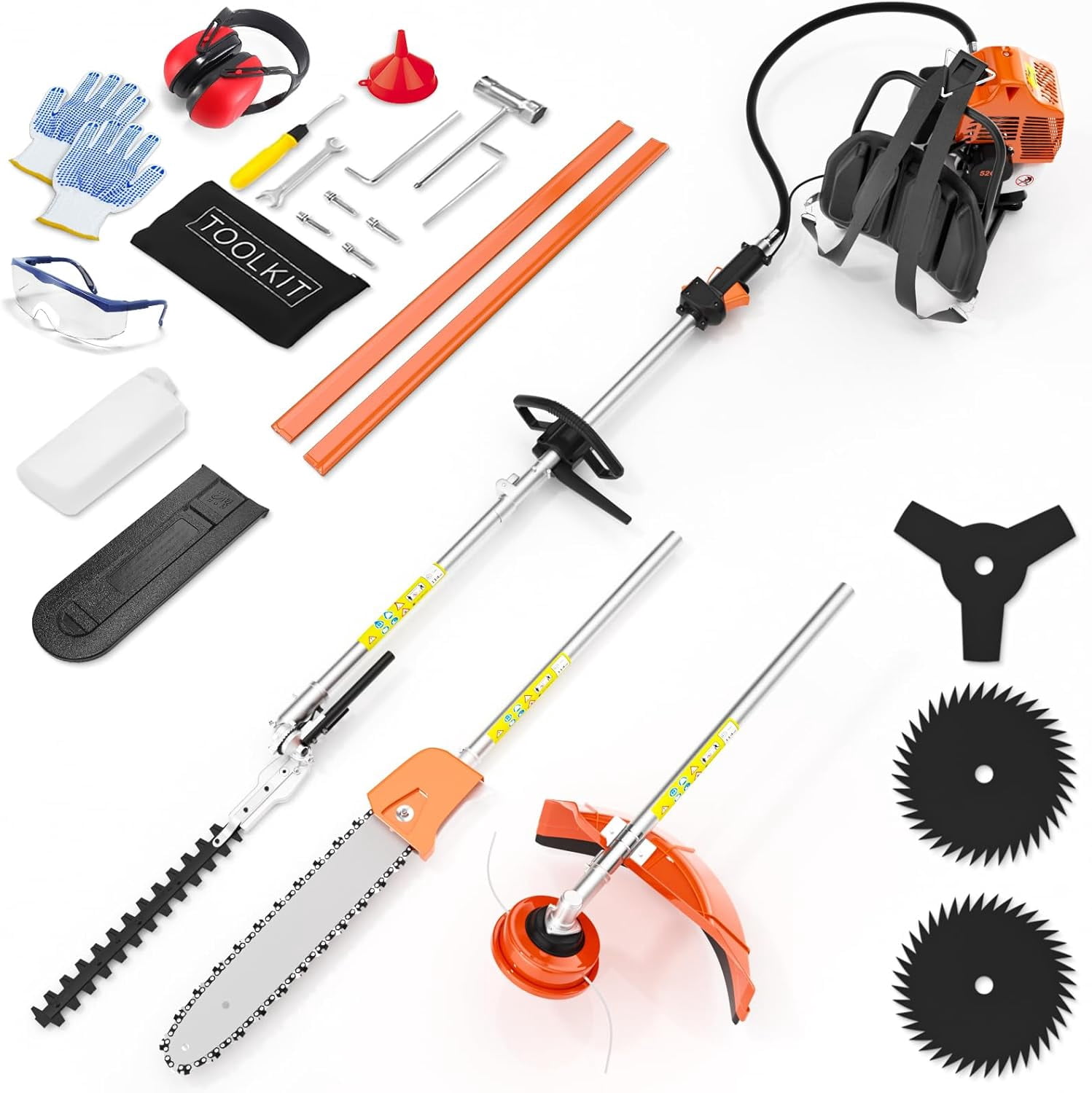 EAYSG 6 in 1 52cc Brush Weed Cutter Petrol Hedge Trimmer Grass Pruner ...