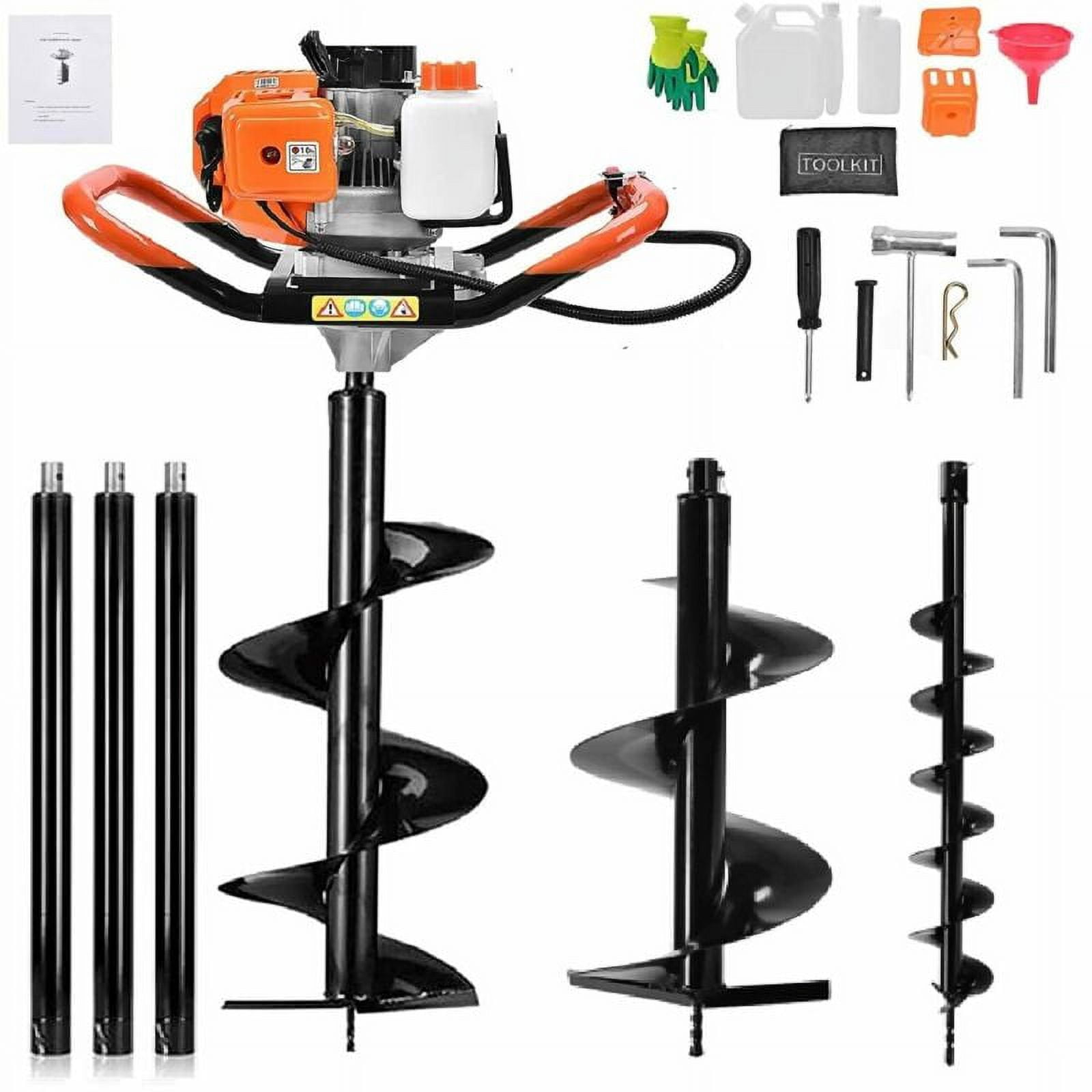 EAYSG 62cc Gas Powered Post Hole Digger, 2 Stroke Earth Auger with 3 ...