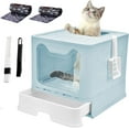 EAYSG Cat Litter Box Foldable Portable Cat Litter Pan with Lid,Top ...