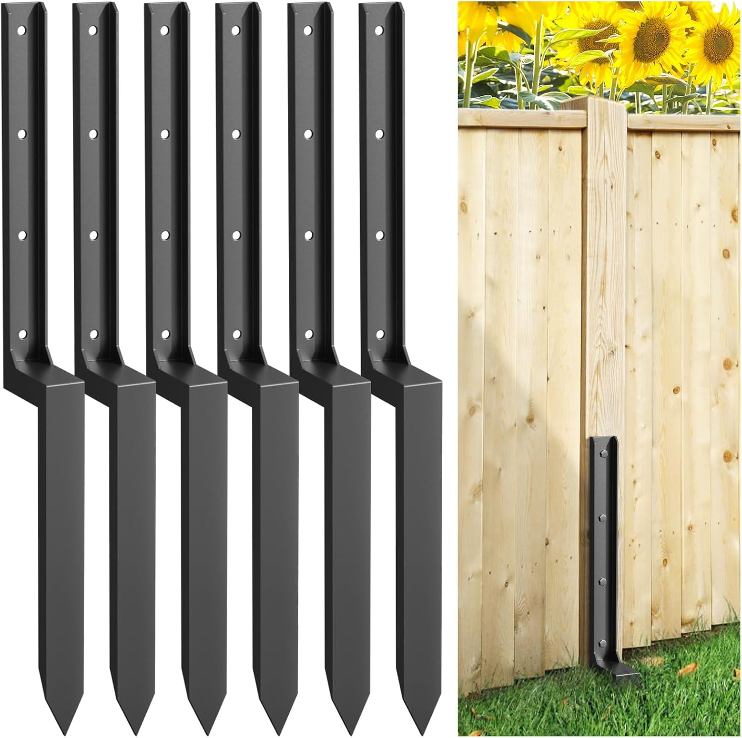 EAYSG Fence Post Repair Kit, Thickened Fence Post Repair Stakes, Heavy ...