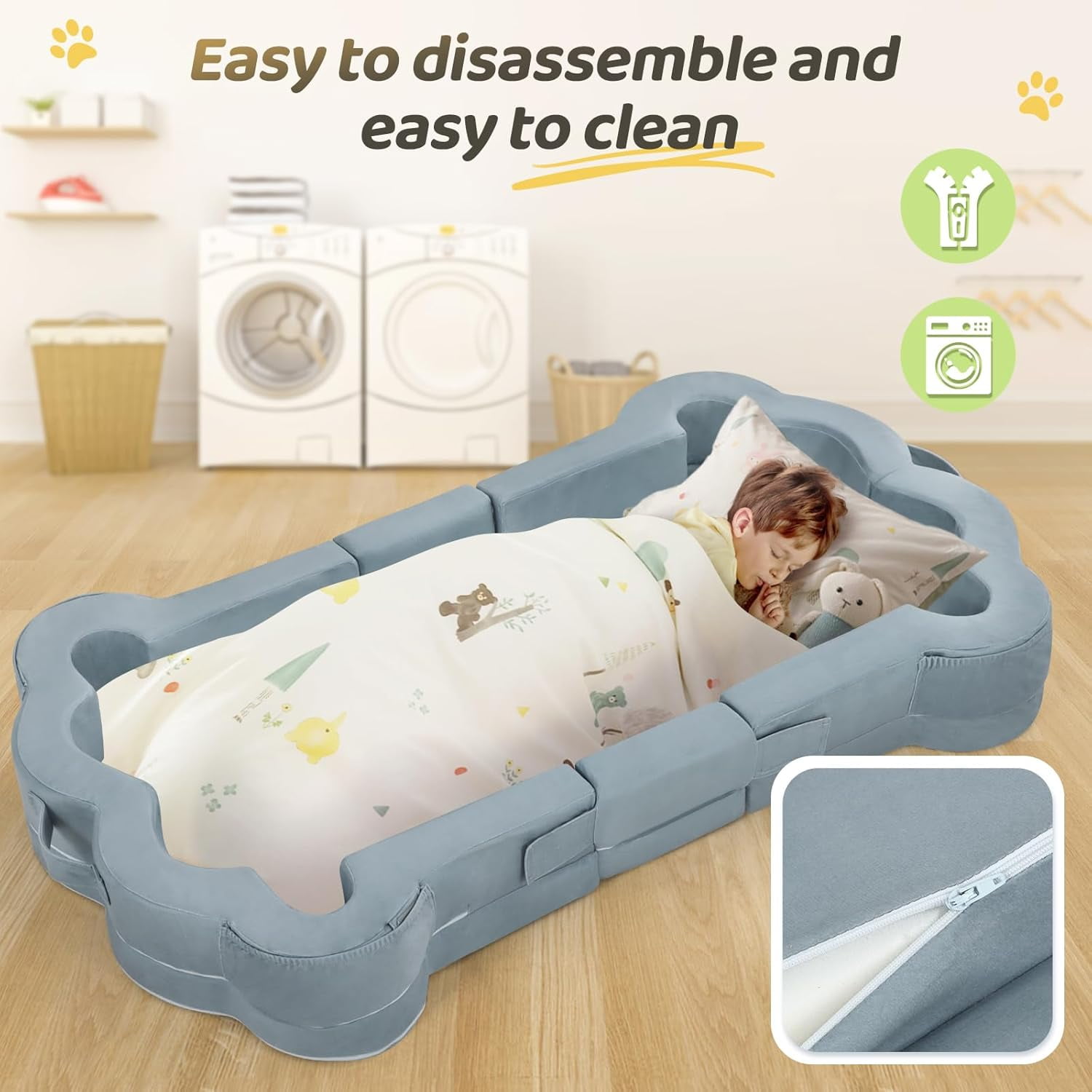 EAYSG Foldable Toddler Travel Bed for 1-3 Kids,Portable Toddler Bed ...