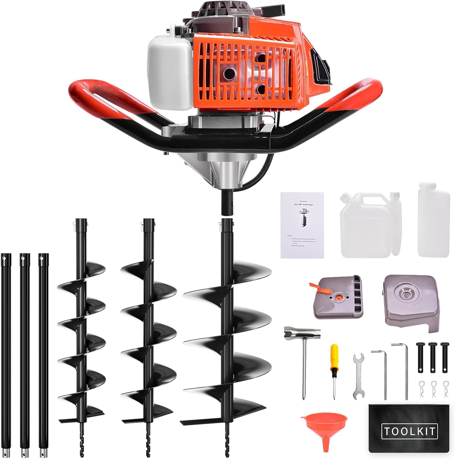 EAYSG Post Hole Digger,72CC 2-Stroke Gas Powered Post Hole Digger ...