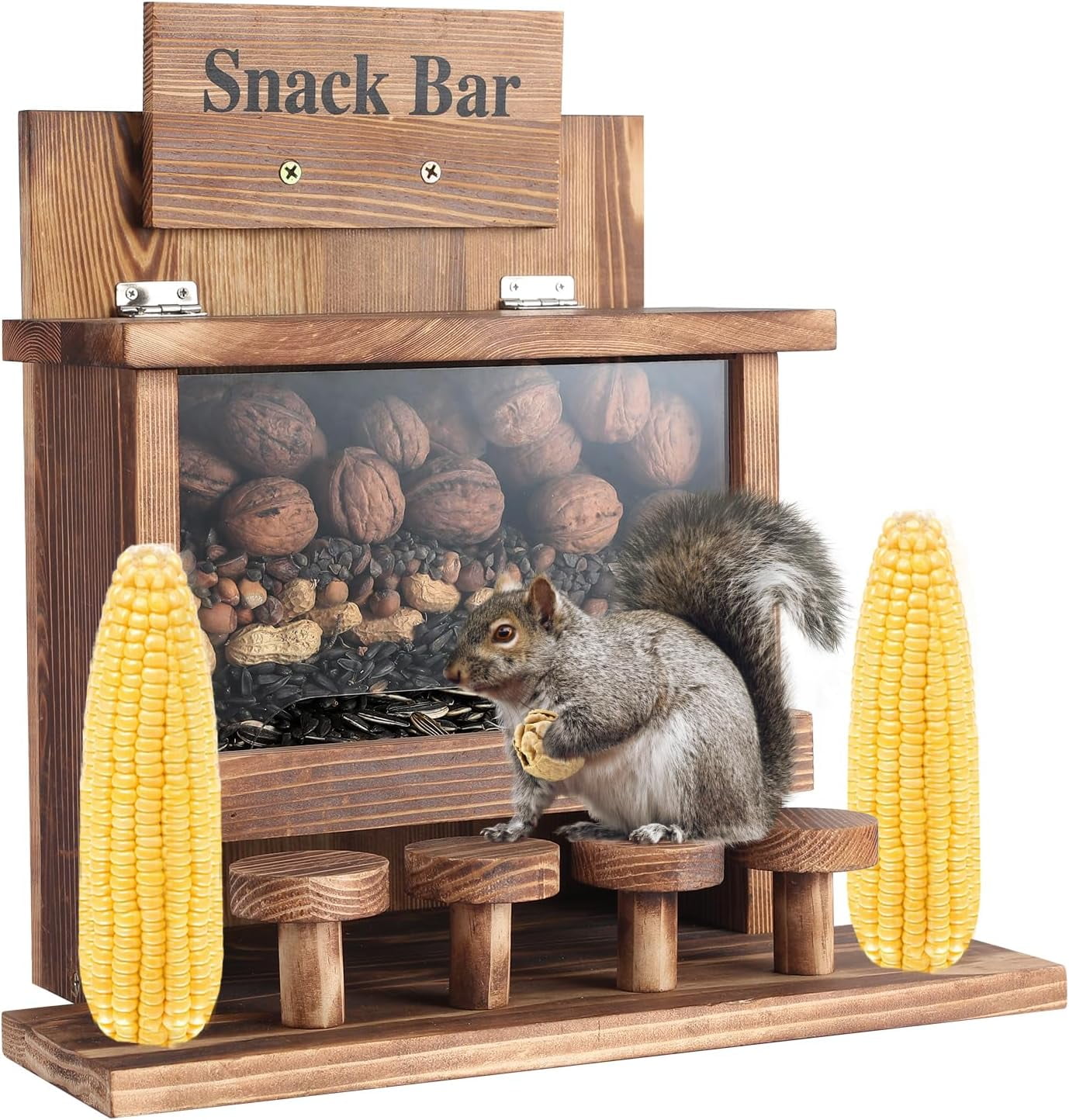 EAYSG Wood Large Squirrel Feeder Table,Squirrel Feeders for Outside ...
