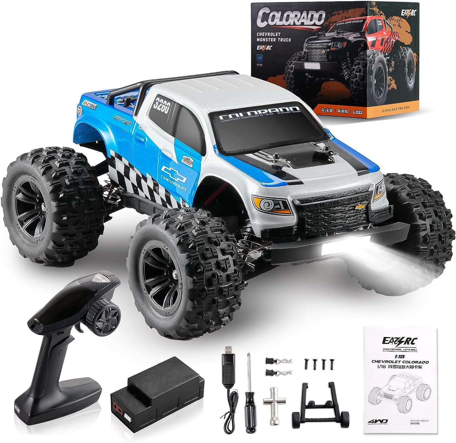 EAZYRC Fast RC Trucks for Adults 1/18 Chevrolet Colorado Off-Road RC ...