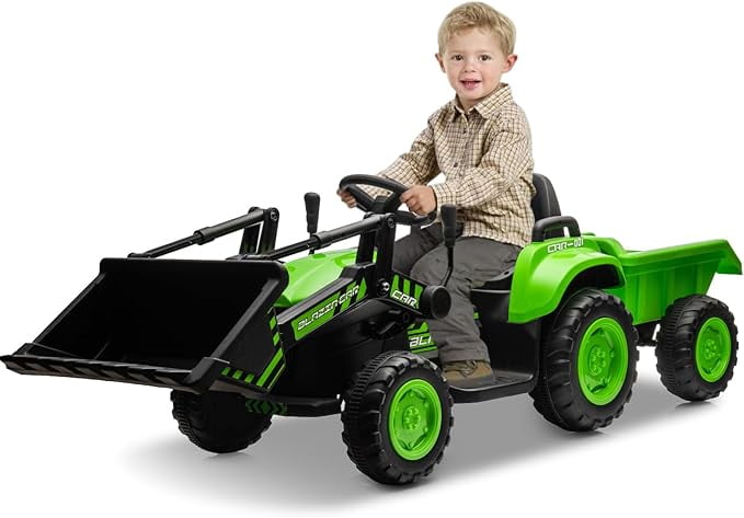 EAstVita 3 in 1 Kids Ride on Tractor with Detachable Trailer, 12V ...