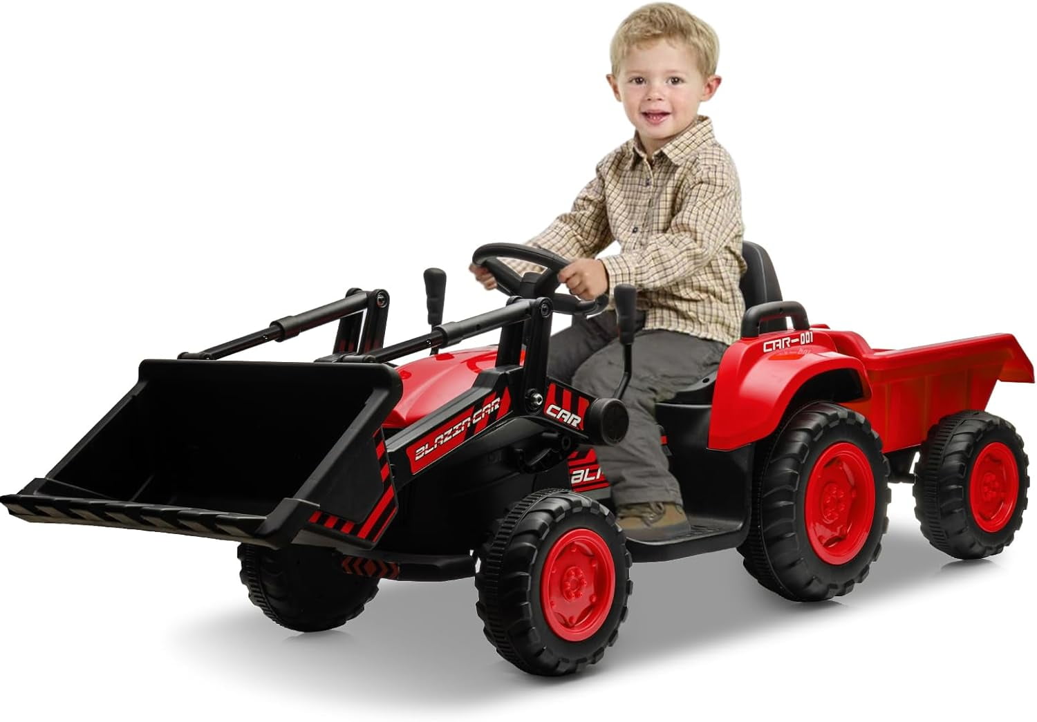 EAstVita 3 in 1 Kids Ride on Tractor with Detachable Trailer, 12V ...