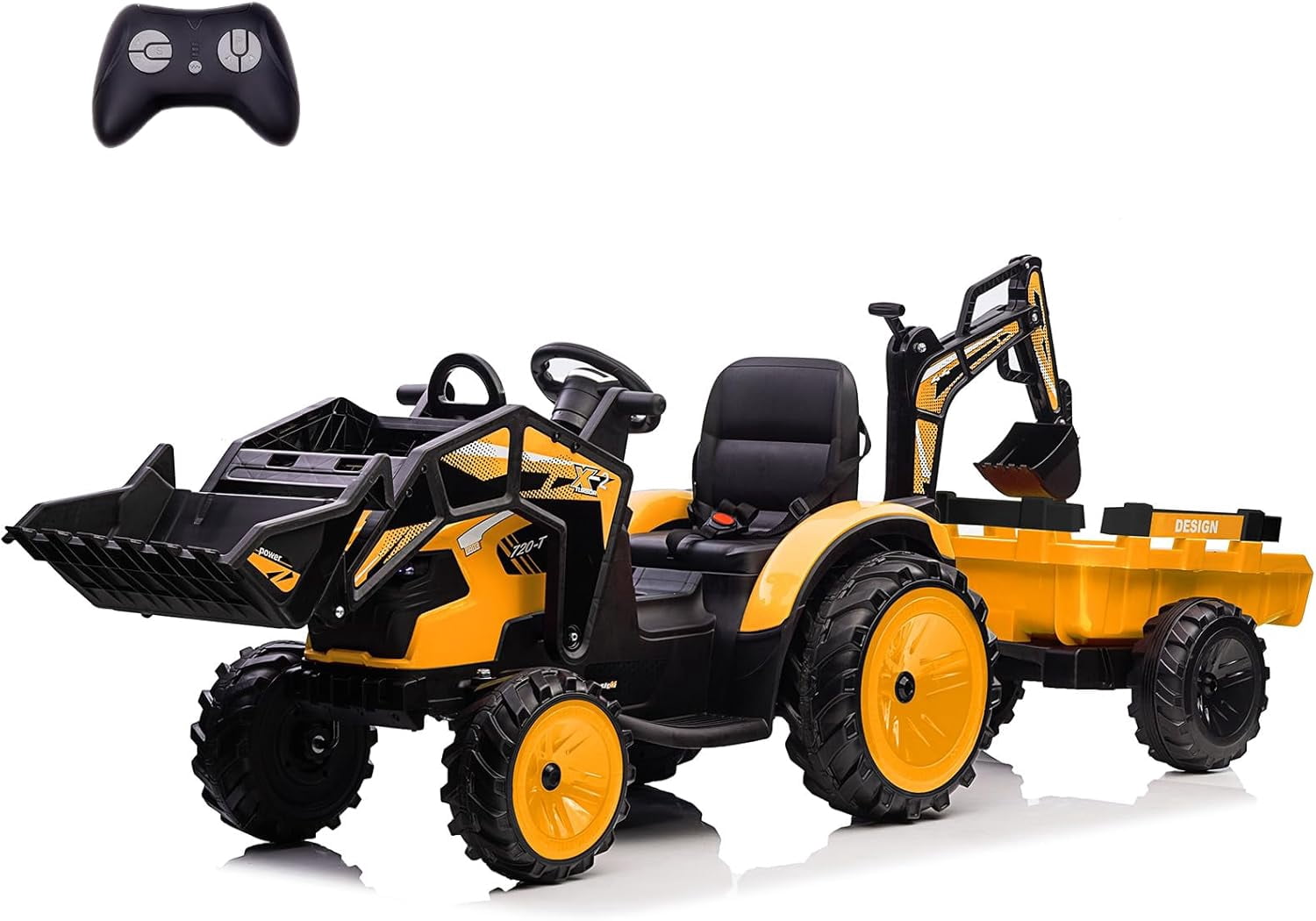 EAstVita 3 in 1 Ride on Tractor, Excavator & Bulldozer, 24V Electric ...