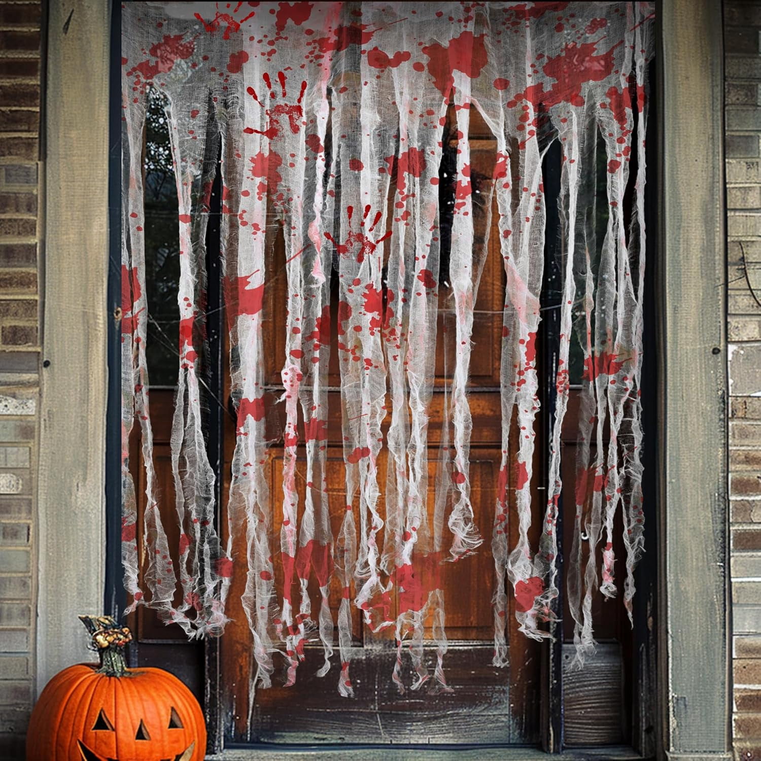 EBAOKUUP 2 Pcs Halloween Door Curtains - 85 x 59 Inch Bloody Handprint ...