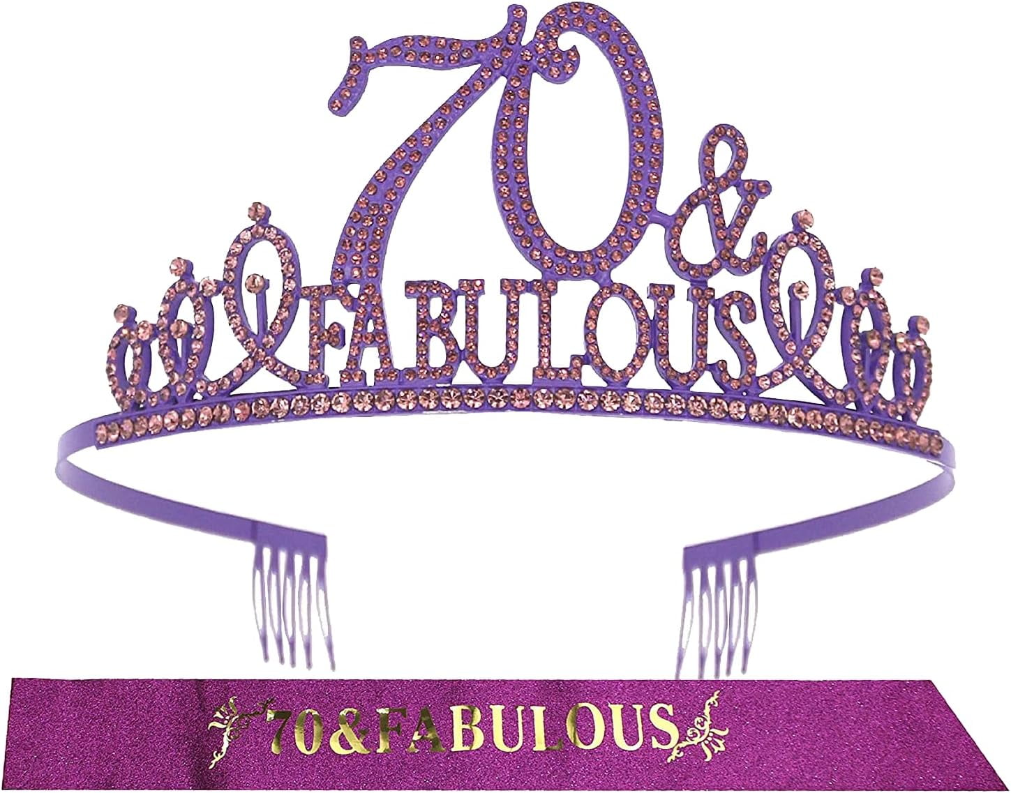 EBE EmmasByEmma 70th Birthday Sash & Tiara Set, Purple, Women - Walmart.com