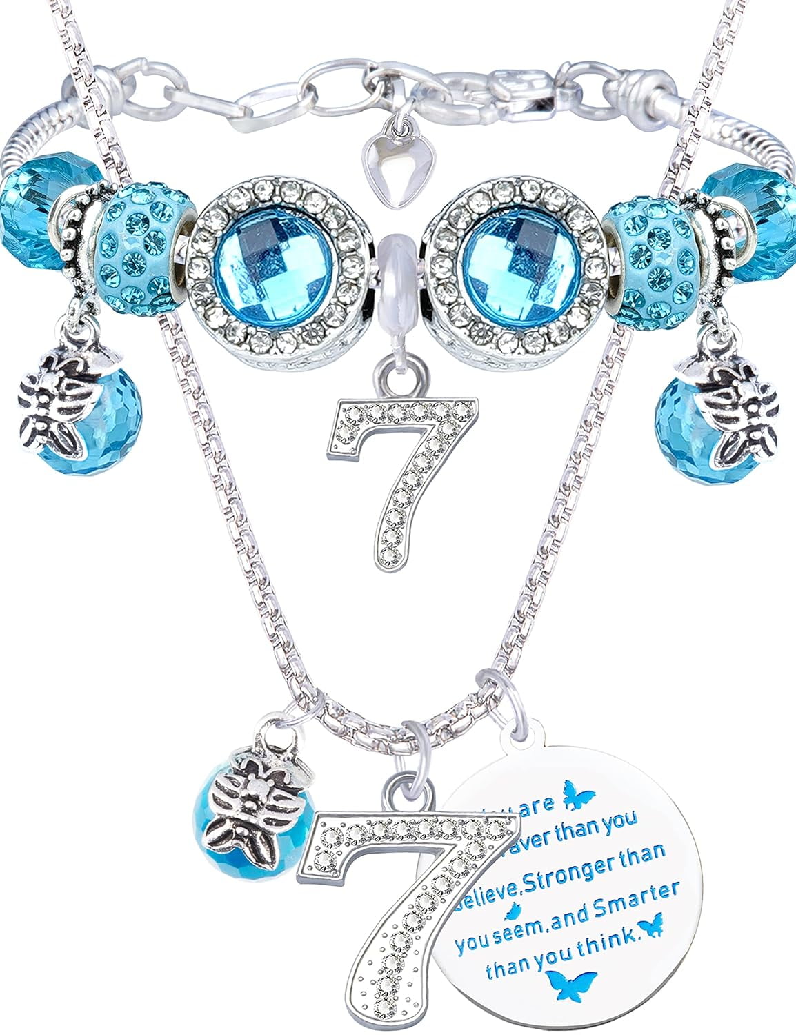 EBE EmmasbyEmma Blue 7th Birthday Jewelry Set for Girls - Charm ...