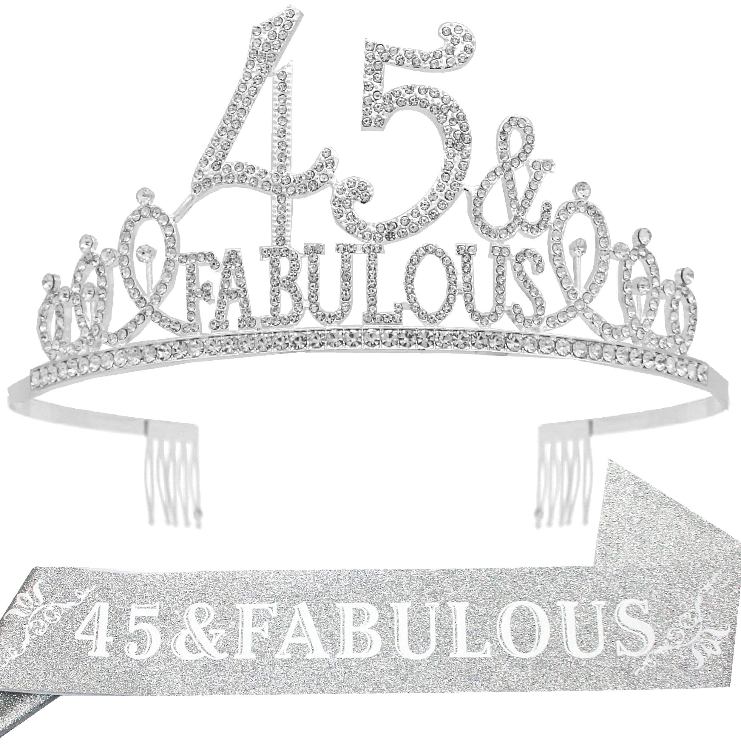 EBE EmmasbyEmma Silver 45th Birthday Crown, Sash, Tiaras & Decorations ...