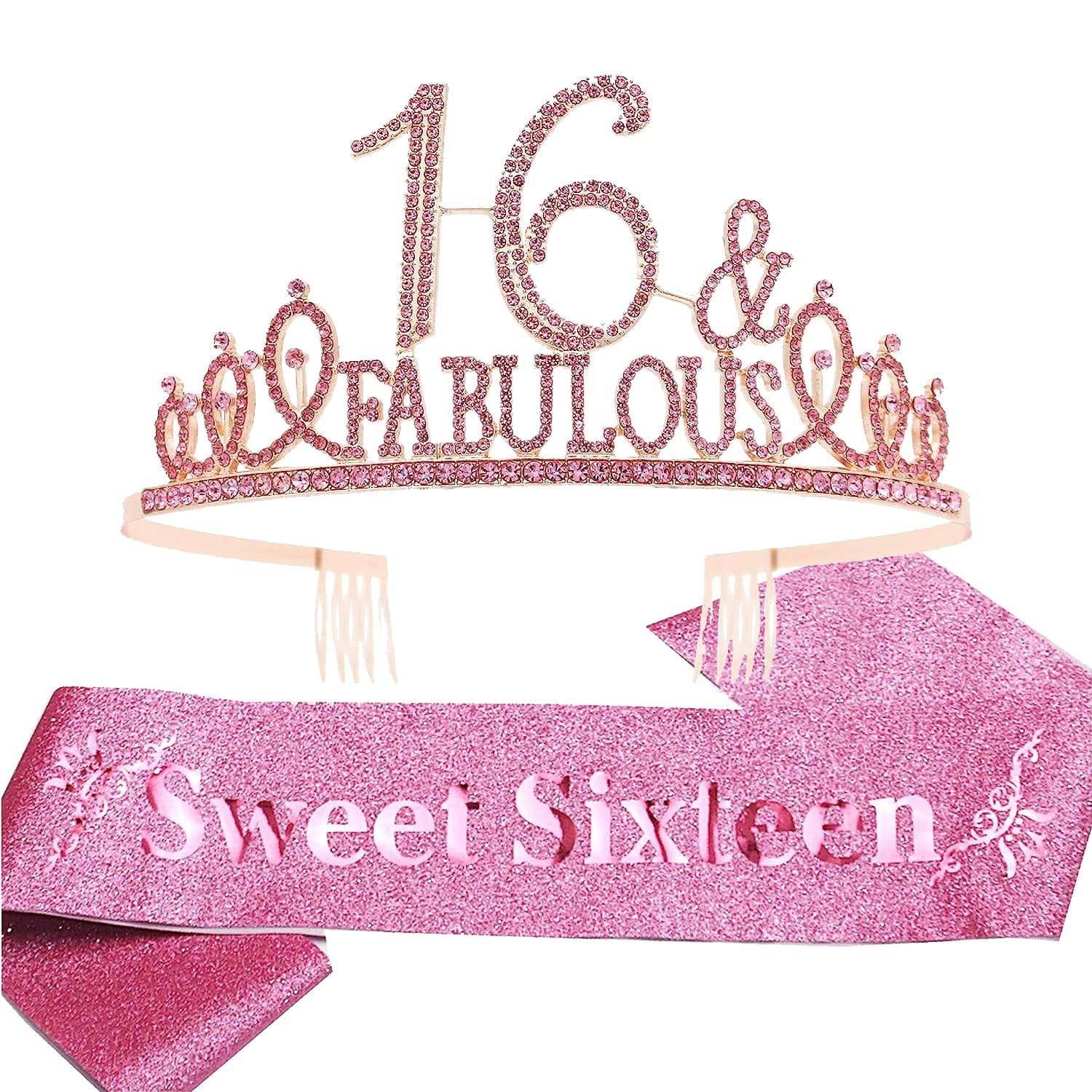 EBE EmmasbyEmma Sweet 16 Birthday Party Supplies - Pink Tiara, Sash ...