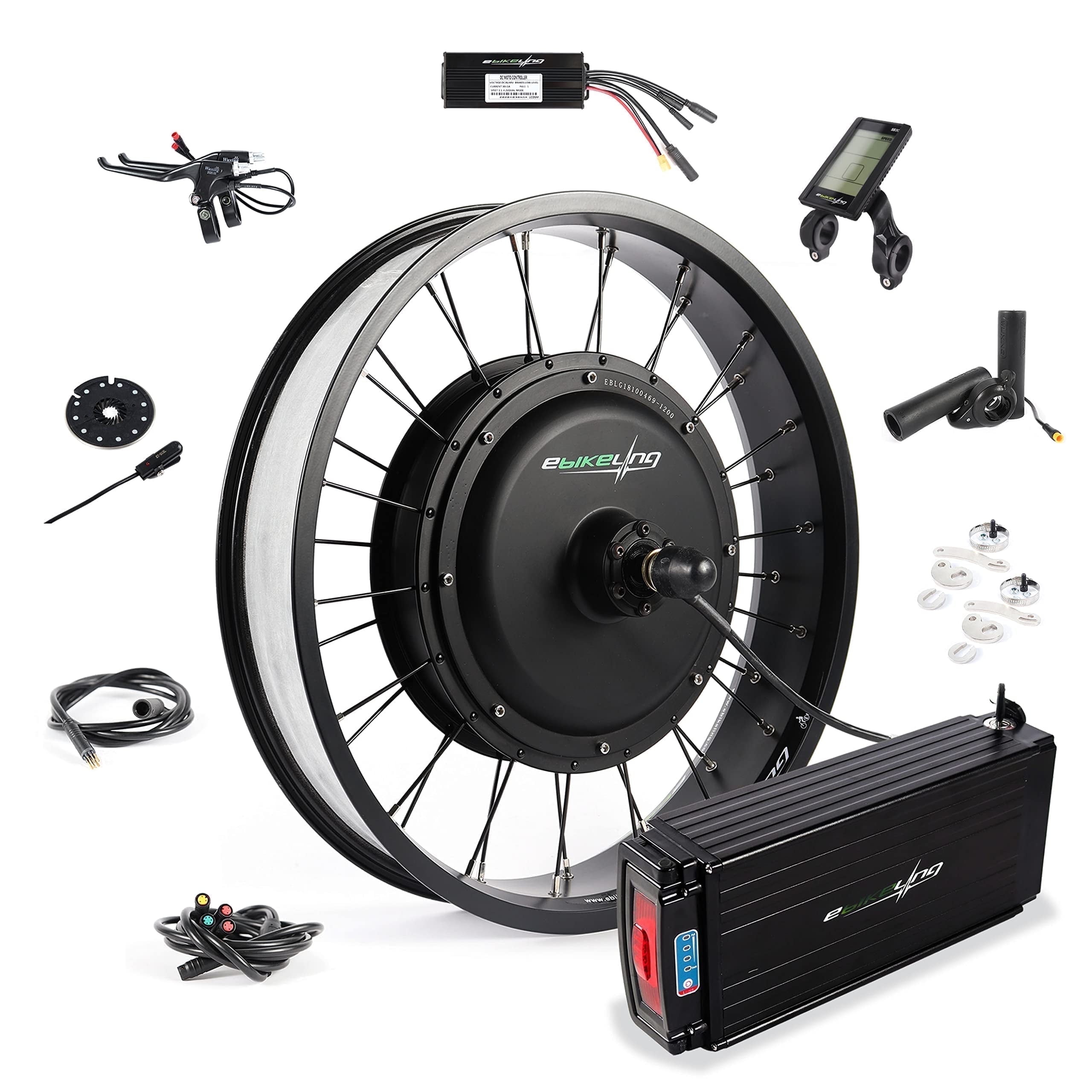 EBIKELING Waterproof Ebike Conversion Kit with Battery 20" Fat Tire ...