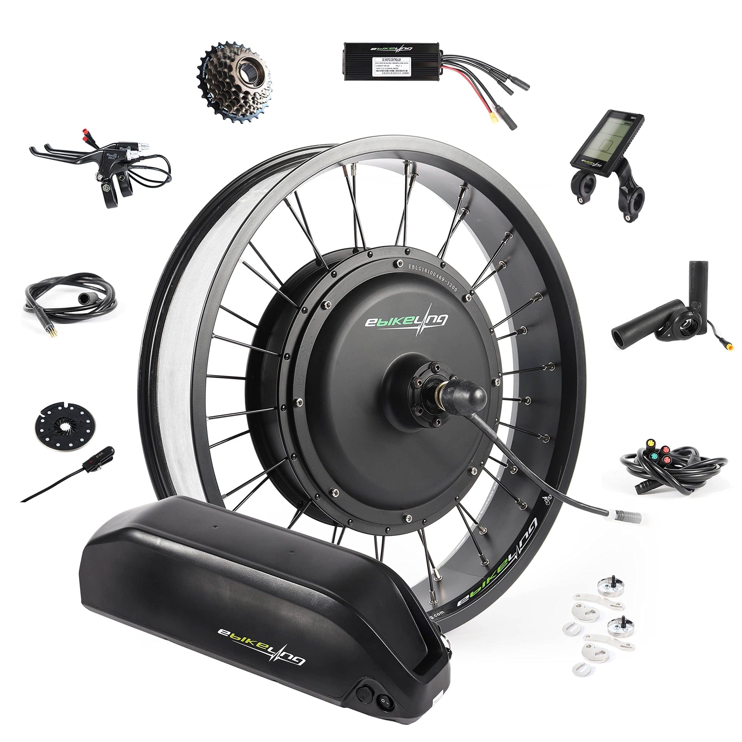 EBIKELING Waterproof Ebike Conversion Kit with Battery 20" Fat Tire Direct Drive Front or Rear ...