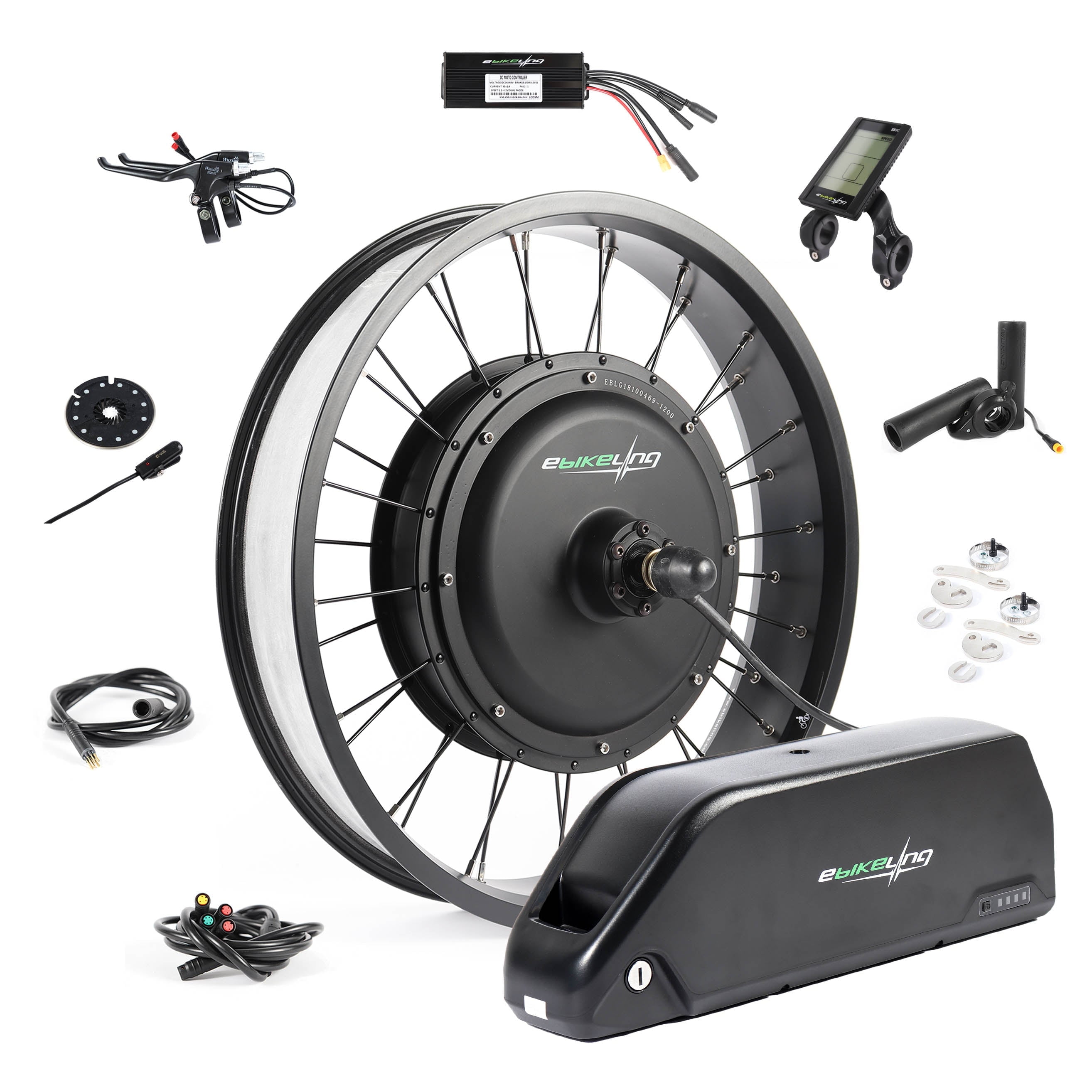 EBIKELING Waterproof Ebike Conversion Kit with Battery 20" Fat Tire ...