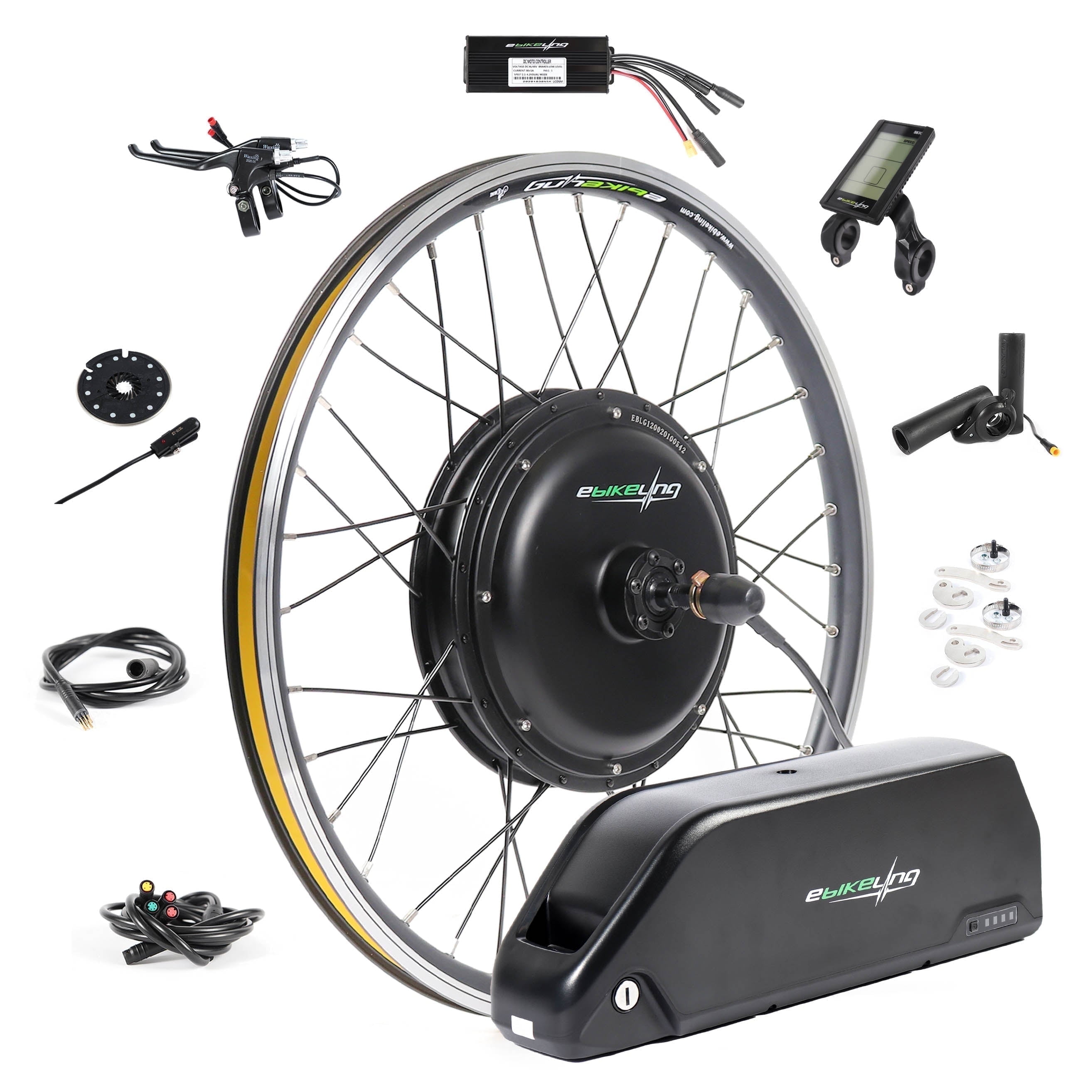 EBIKELING Waterproof Ebike Conversion Kit with Battery 24" Direct Drive ...