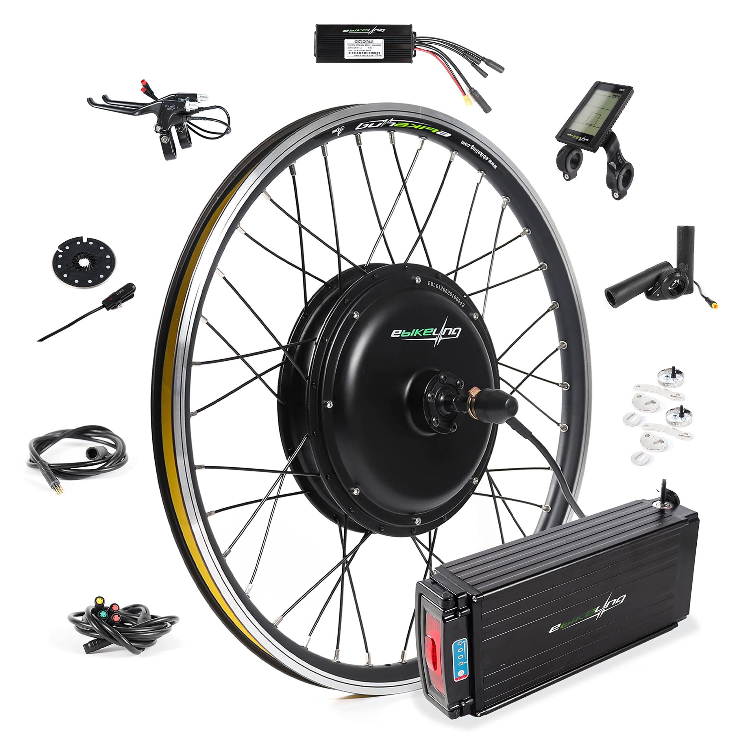 EBIKELING Waterproof Ebike Conversion Kit with Battery 24" Direct Drive ...