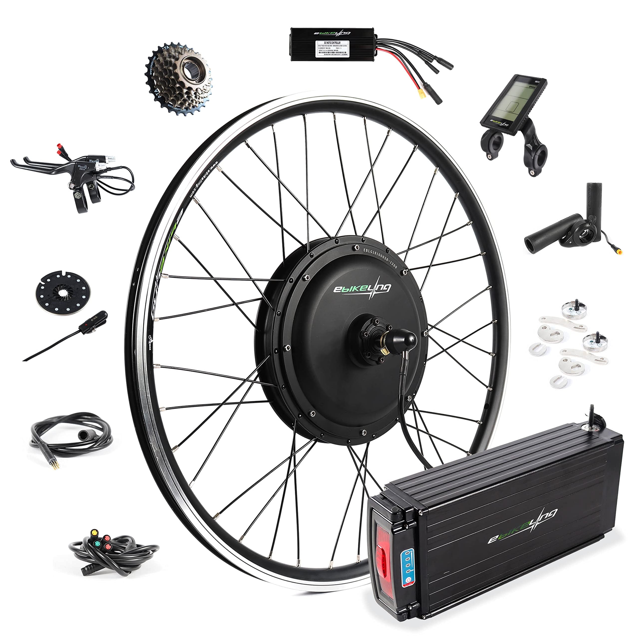 EBIKELING Waterproof Ebike Conversion Kit with Battery 26" Direct Drive ...