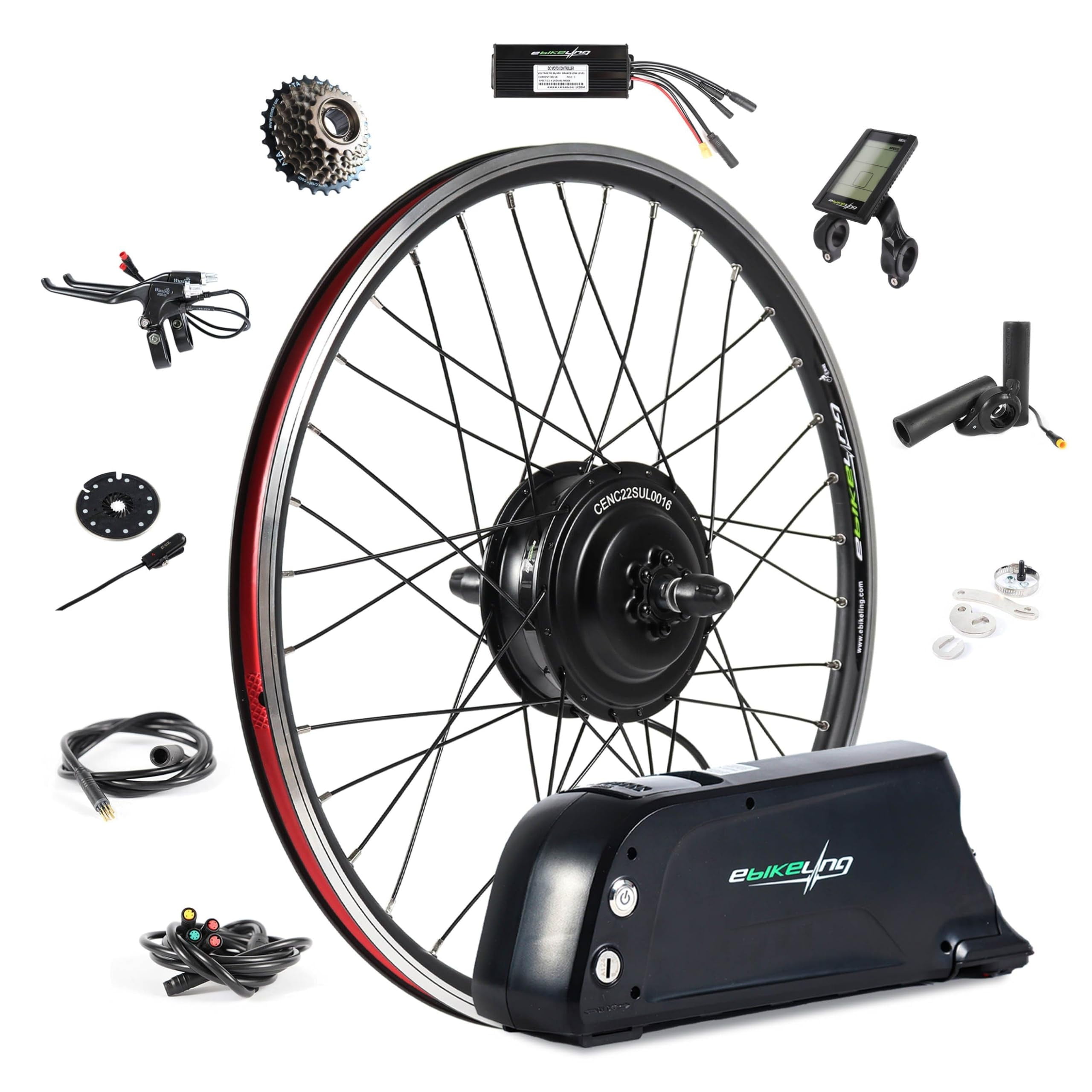 EBIKELING Waterproof Ebike Conversion Kit with Battery 26" Direct Drive ...