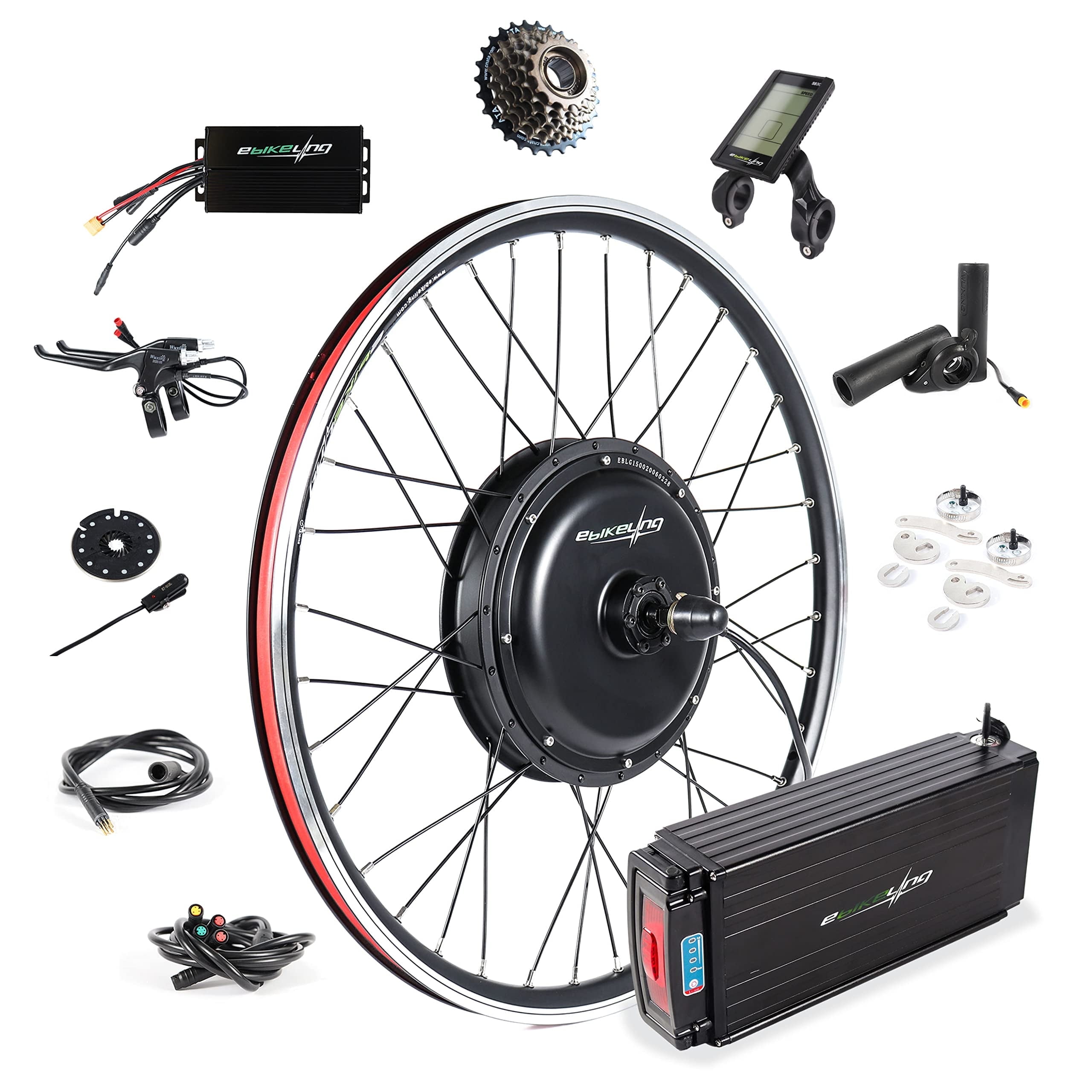 EBIKELING Waterproof Ebike Conversion Kit with Battery 26" Direct Drive ...